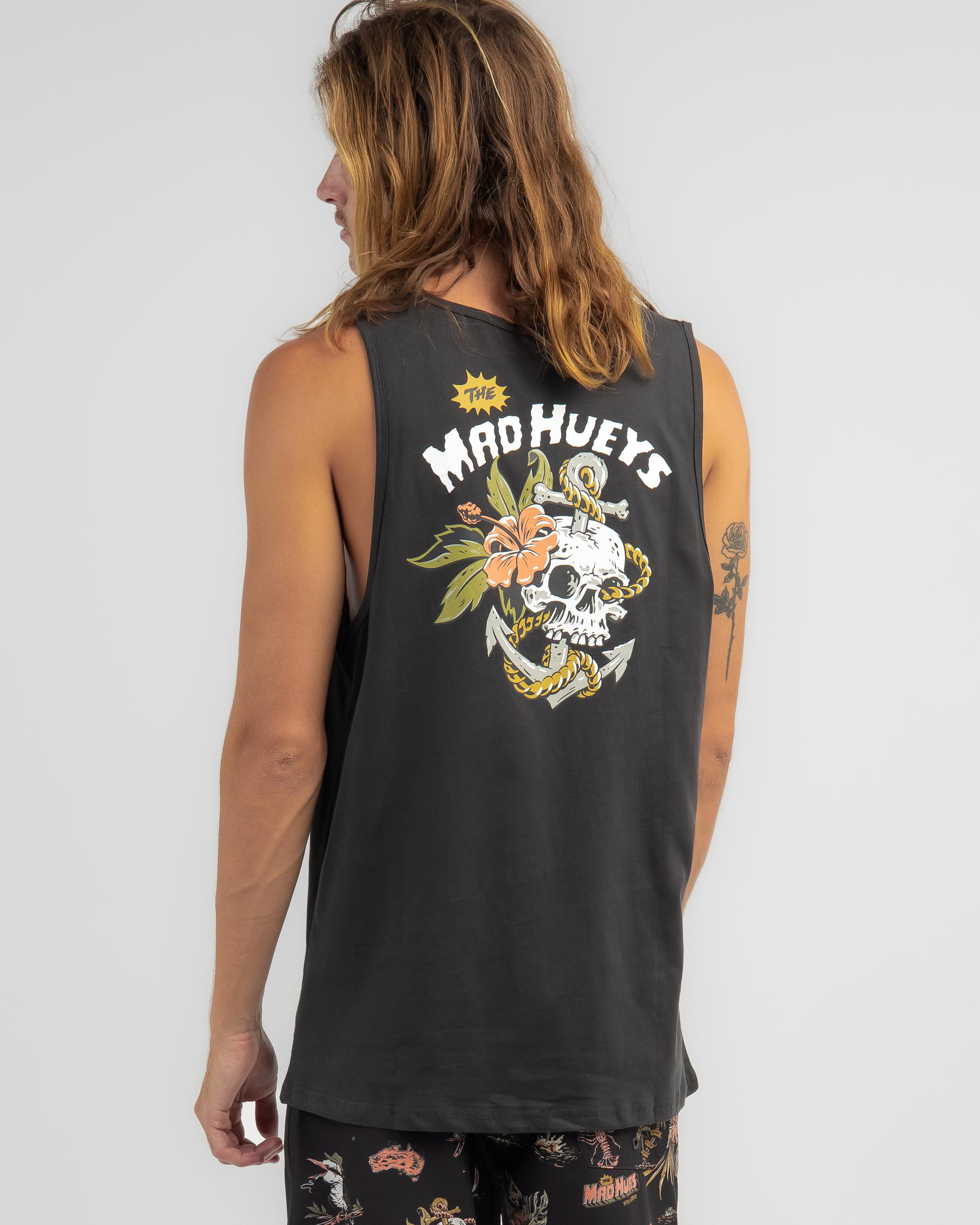 Shop The Mad Hueys Dirty Vacay Singlet In Vintage Black - Fast Shipping ...