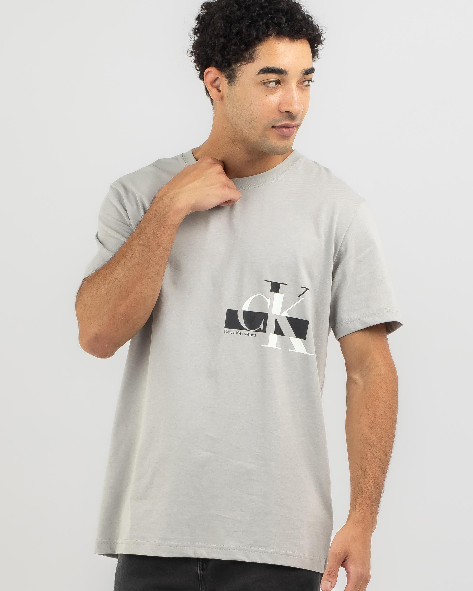 Shop Calvin Klein Glitched CK Logo T-Shirt In Porpoise - Fast Shipping & Easy Returns - City ...