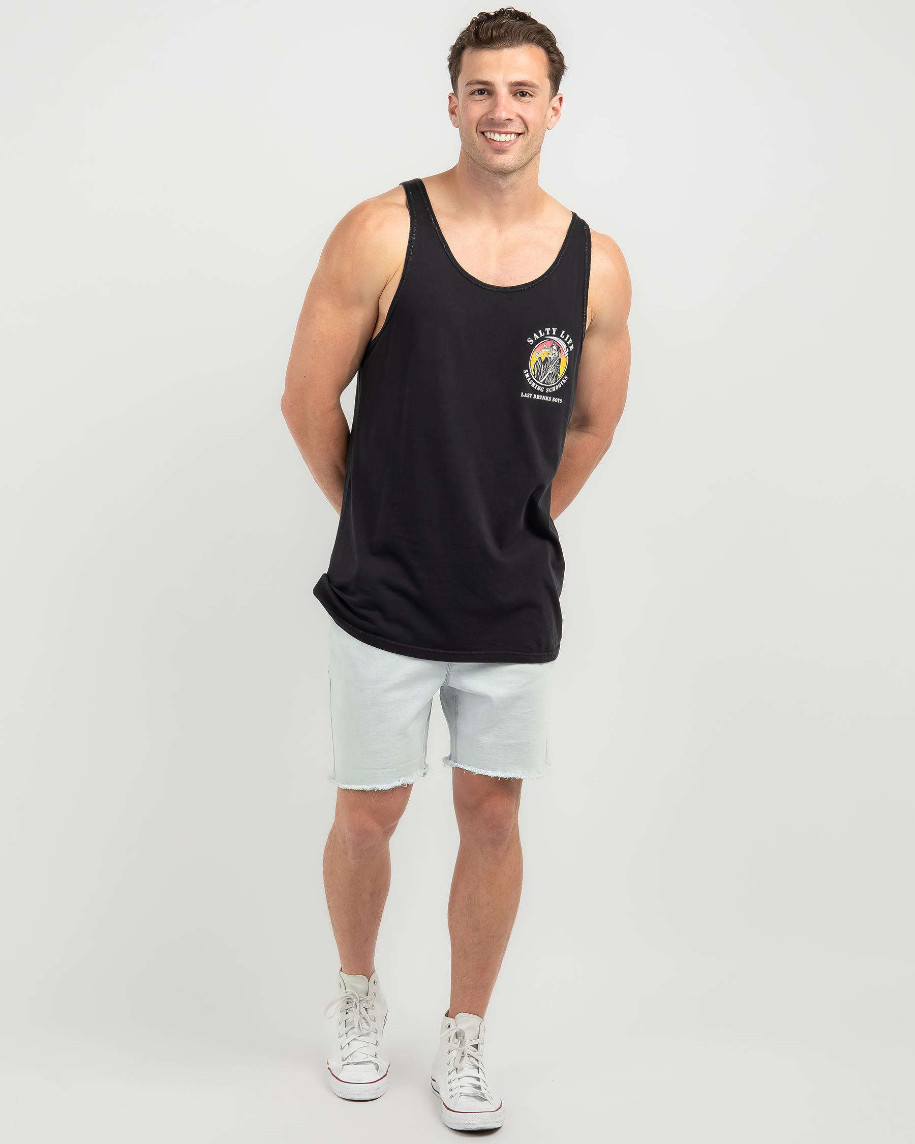 Shop Salty Life Last Drinks Singlet In Black Acid - Fast Shipping ...