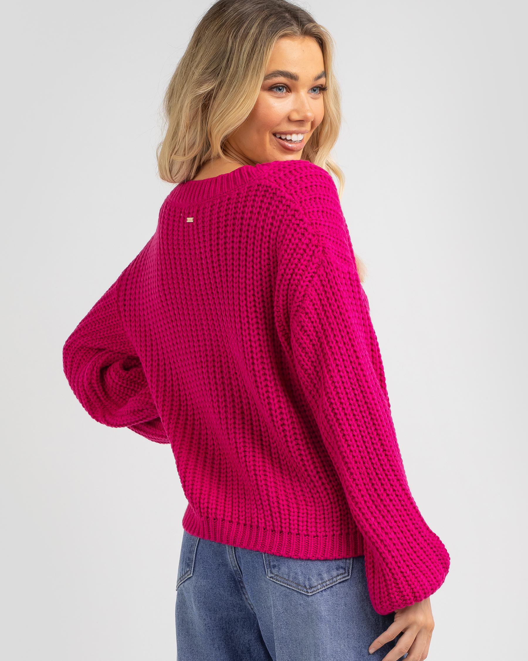 Shop Mooloola Whitehaven Knit Jumper In Electric Magenta - Fast ...