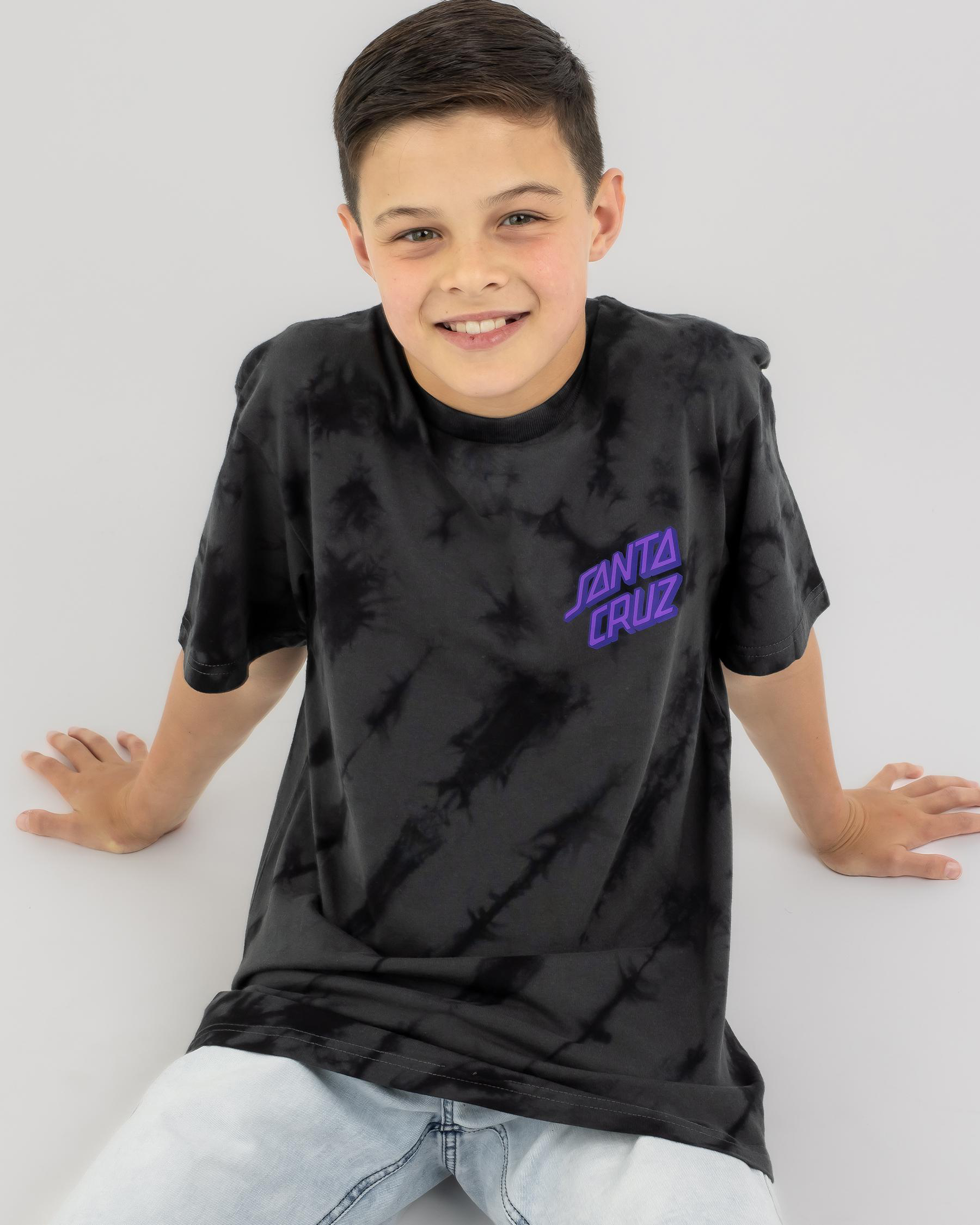 Shop Santa Cruz Boys' Inferno Stacked Strip Dot T-Shirt In Black - Fast ...