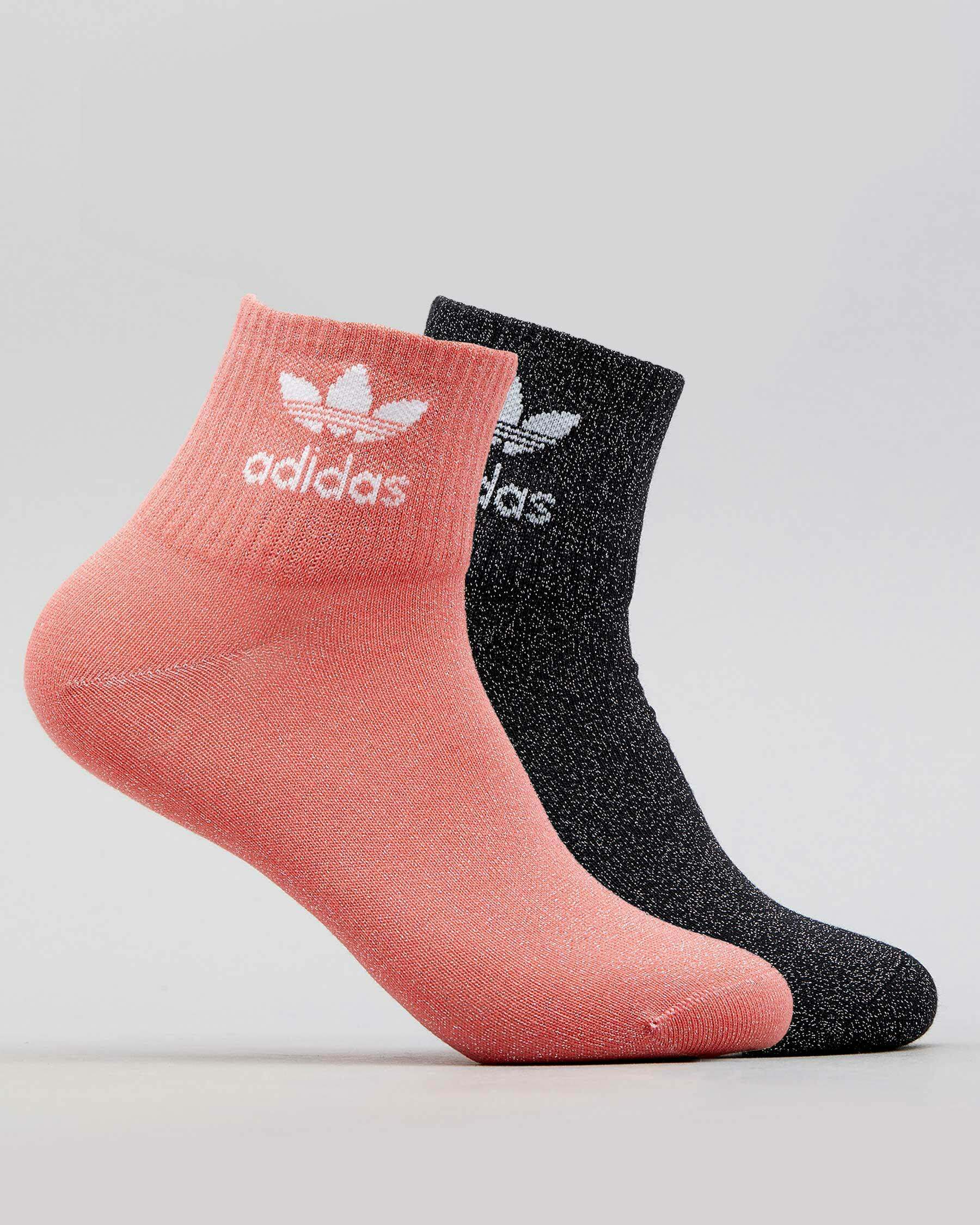 Shop adidas Womens Glitter Sock Pack In Black / Semi Flash Red - Fast ...
