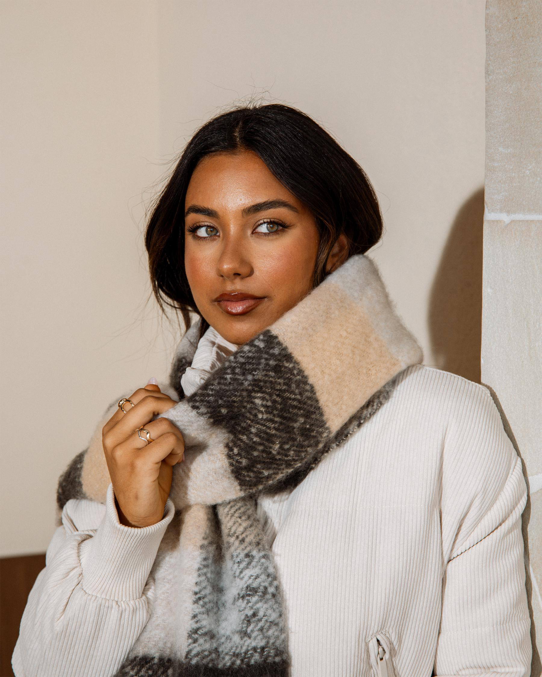 Mooloola Amour Scarf In Cream/charcoal - FREE* Shipping & Easy Returns ...