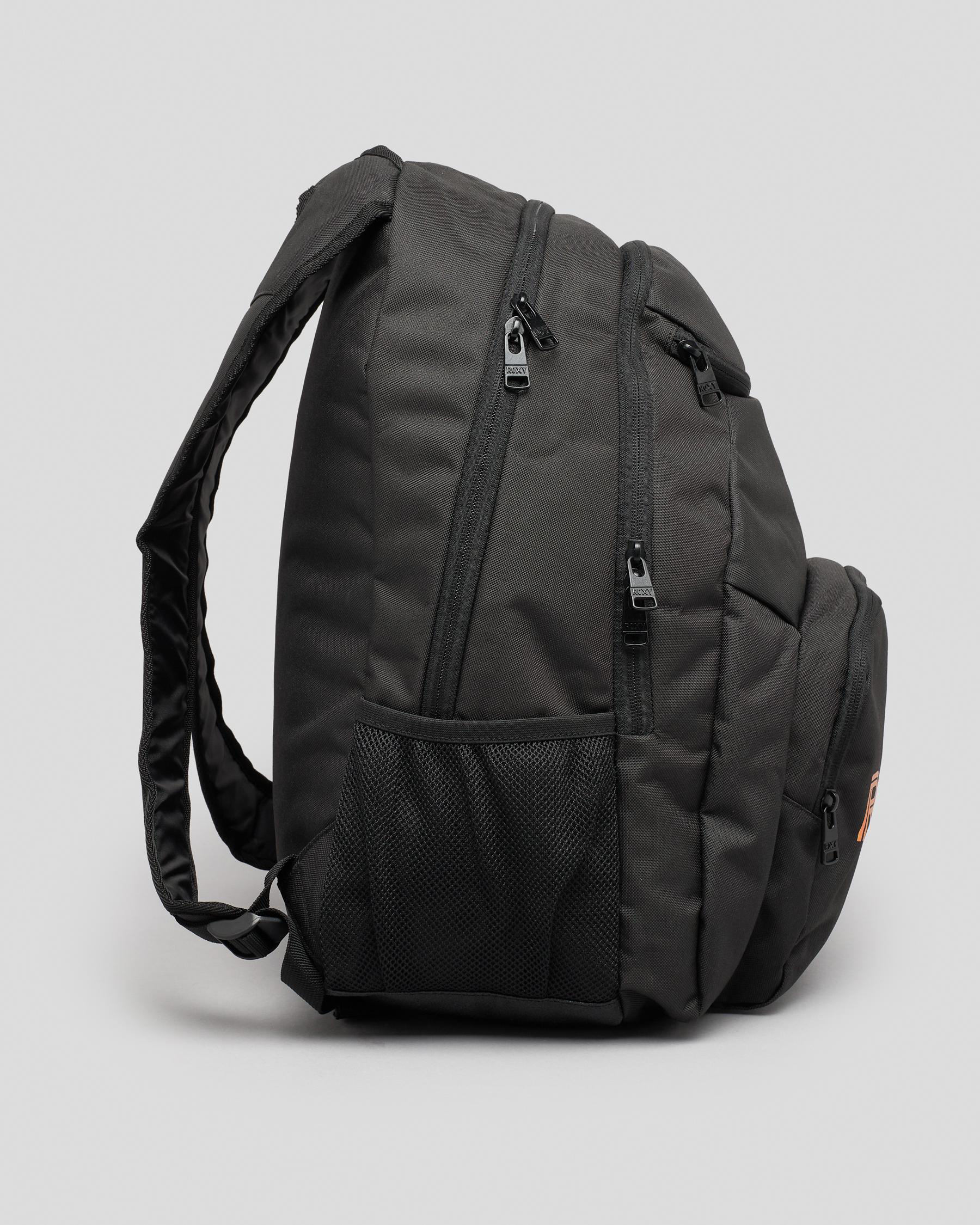 Shop Roxy Shadow Swell Logo Backpack In Anthracite - Fast Shipping ...