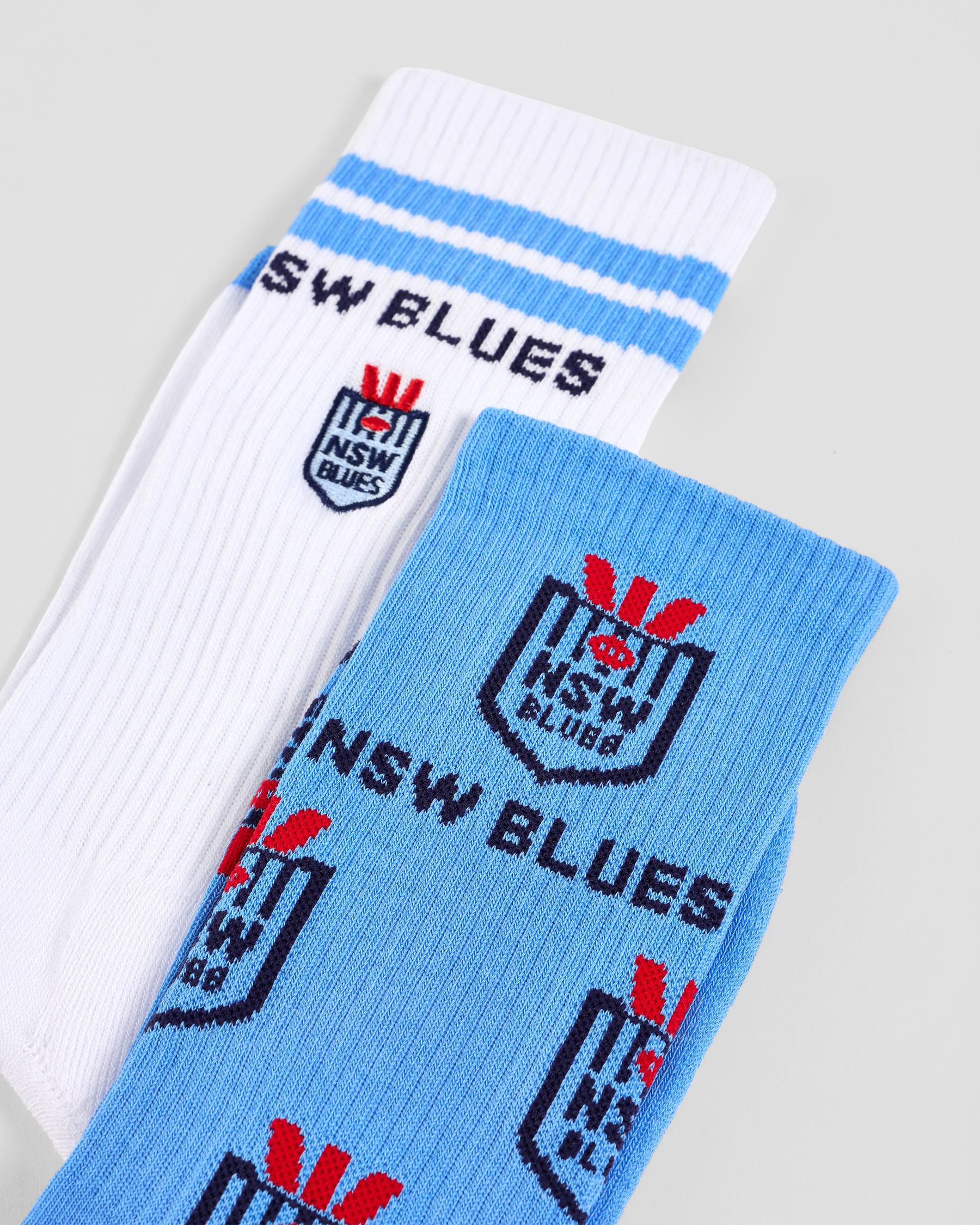 Shop FOOT-IES Blues Icons Sneaker Socks 2 Pack In White/blue - Fast ...