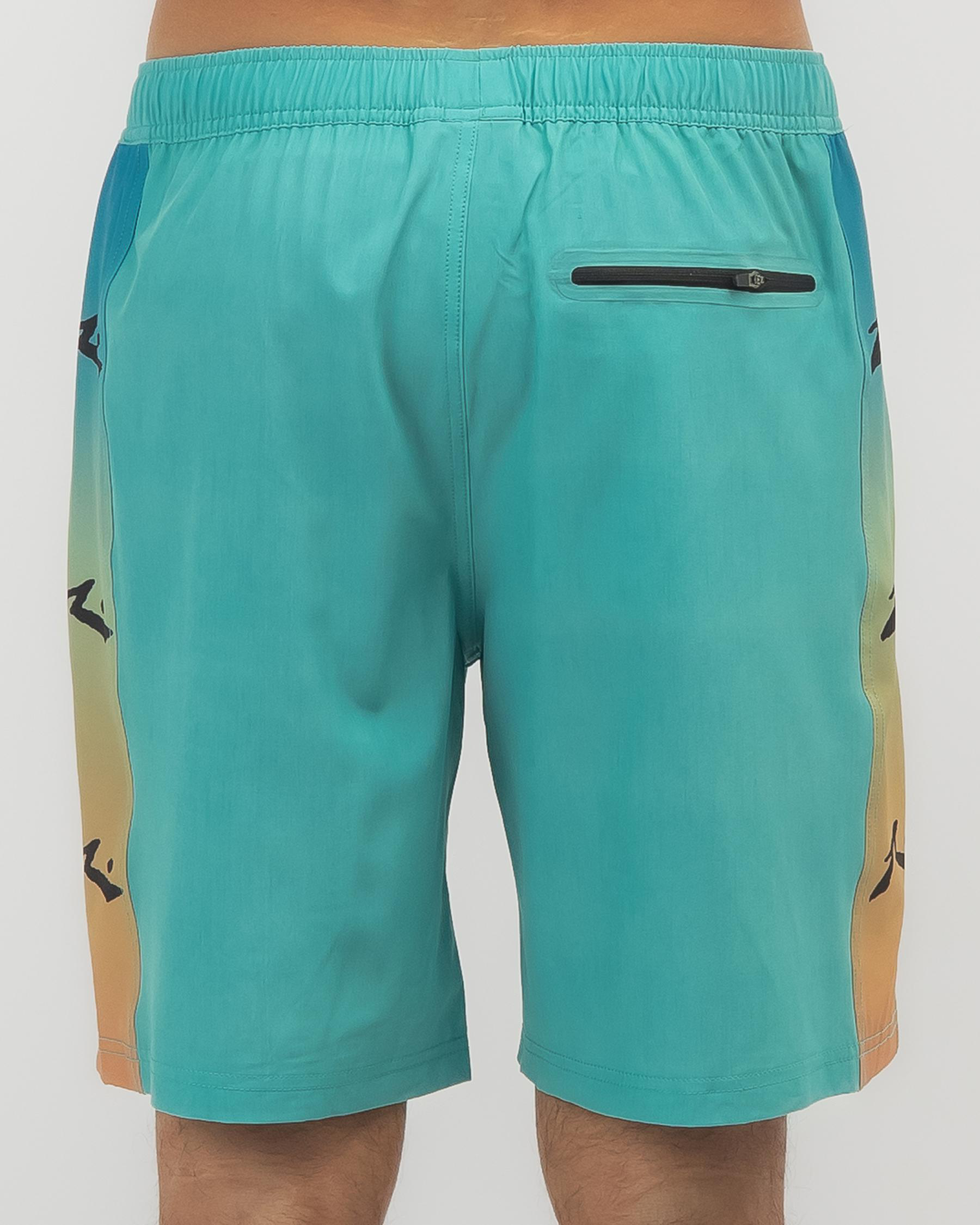 Shop Rusty Before Crowds Elastic Board Shorts In Sea Spray - Fast ...
