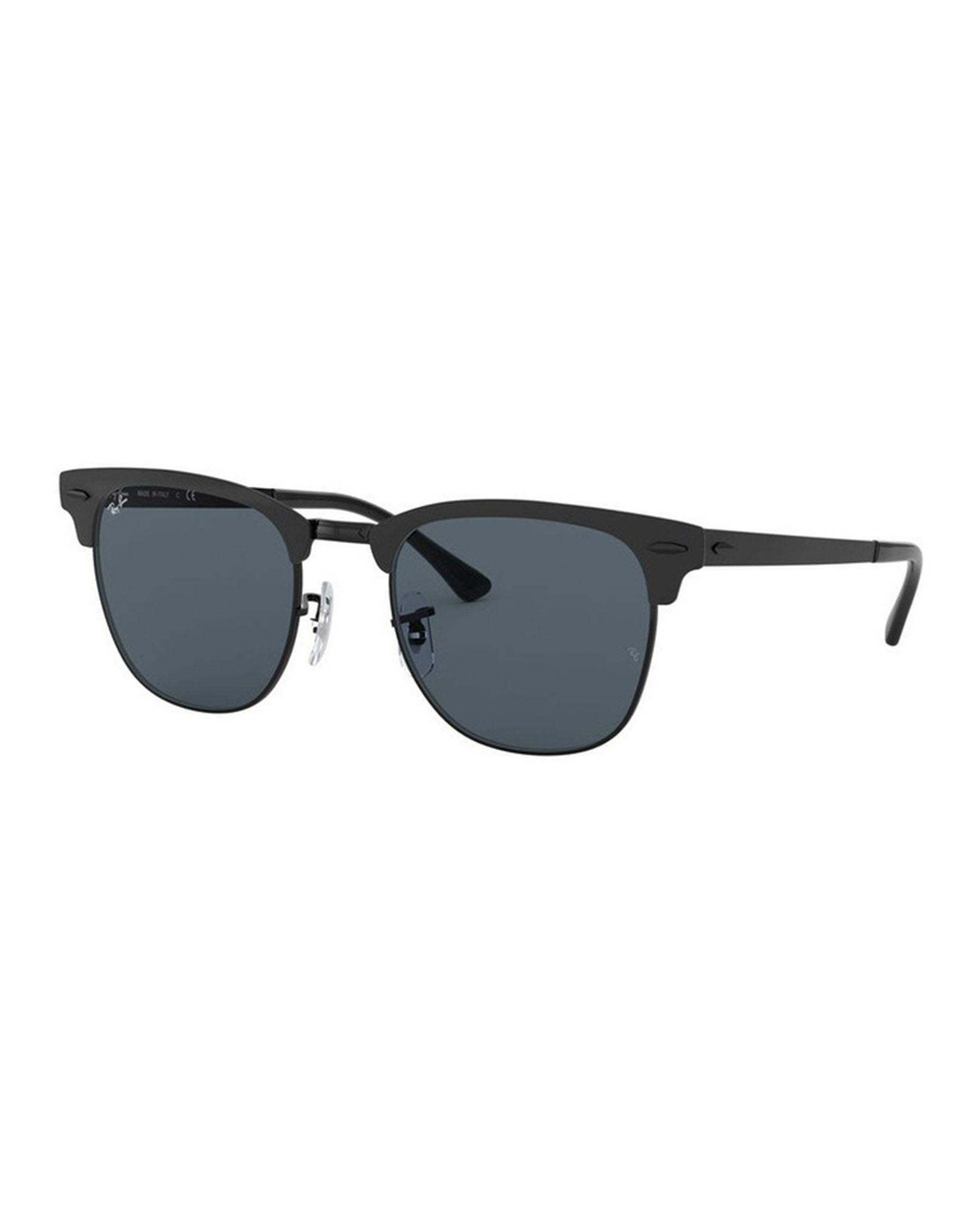 Shop Ray-Ban Clubmaster Metal RB3716 Sunglasses In Shiny Black Top ...