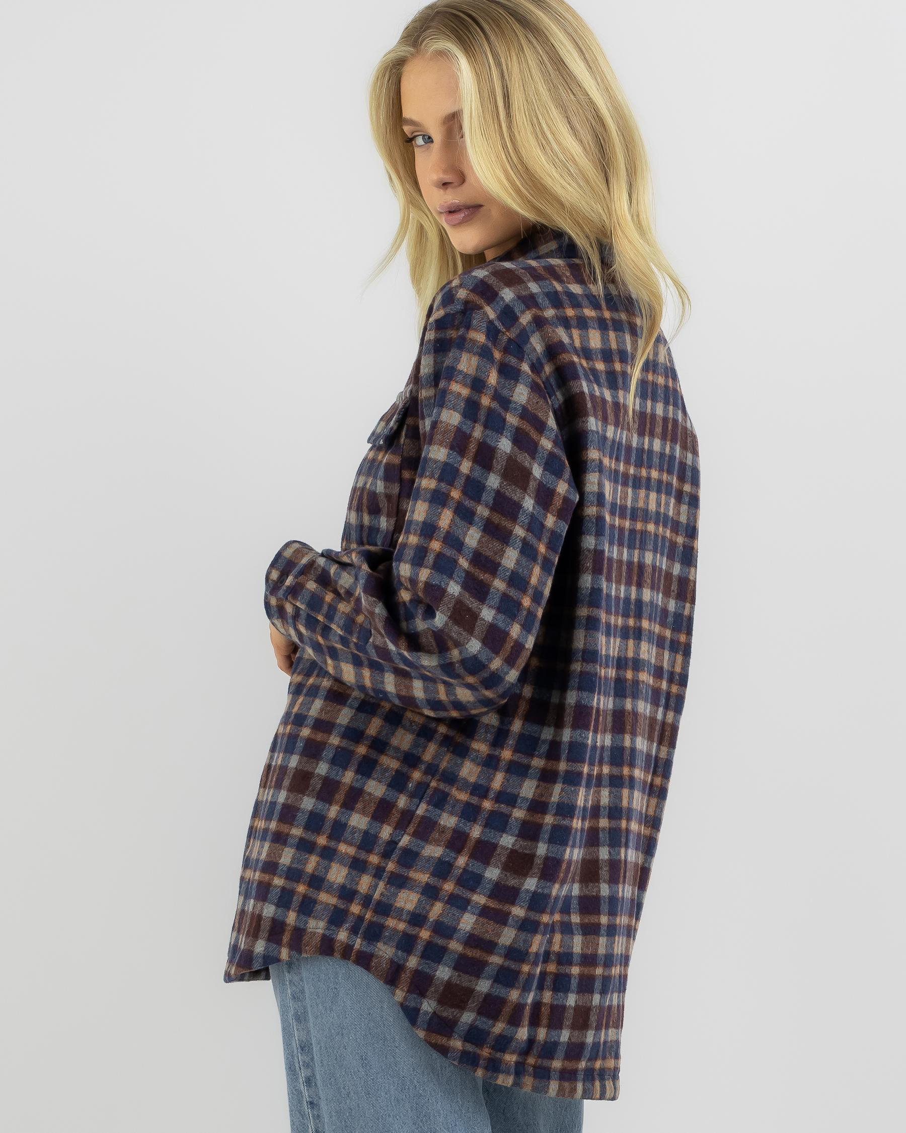 Shop The Mad Hueys Classic Check Shacket In Navy - Fast Shipping & Easy ...