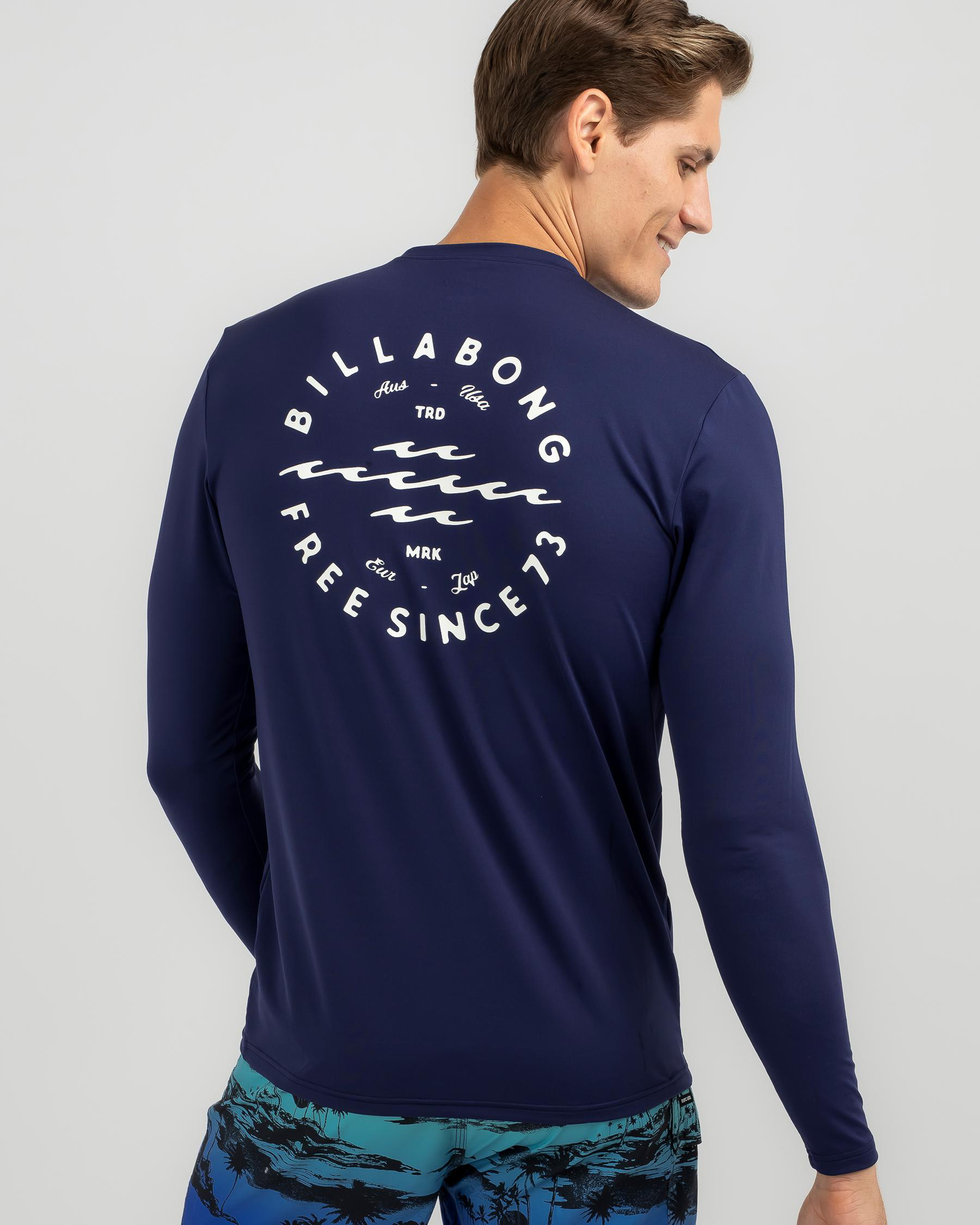 Shop Billabong Big Wave Daz Rash Vest In Navy - Fast Shipping & Easy ...