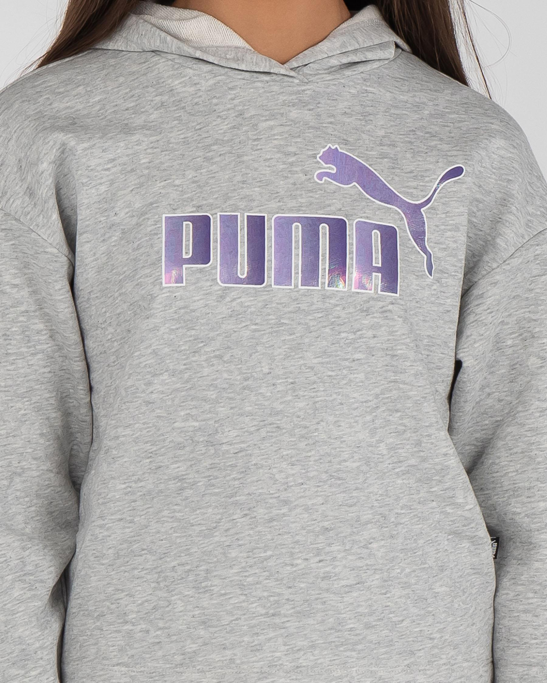 Shop Puma Girls' Essential Hoodie In Light Grey Heather - Fast Shipping ...