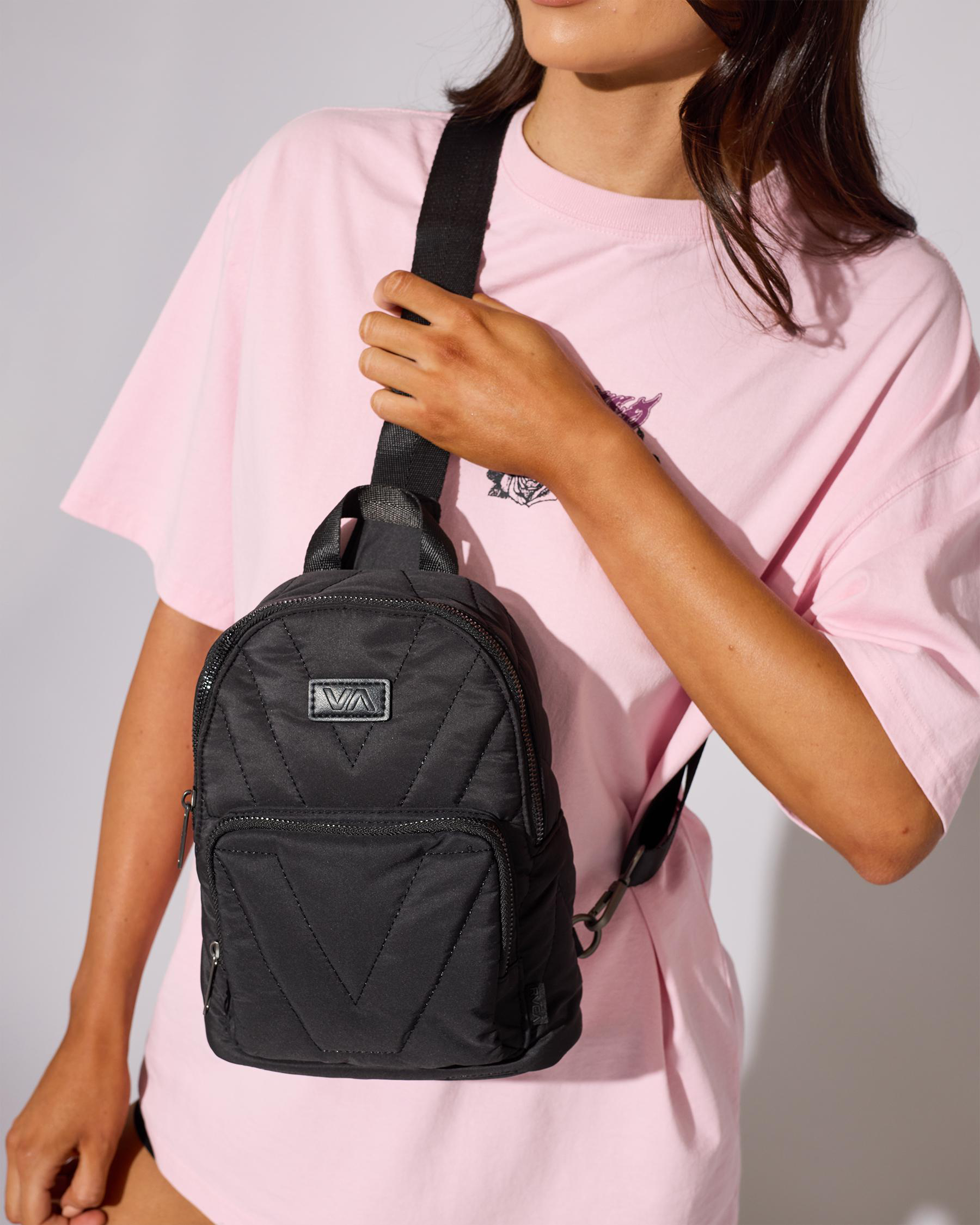 Shop RVCA Quilted Crossbody Bag In Black - Fast Shipping & Easy Returns ...