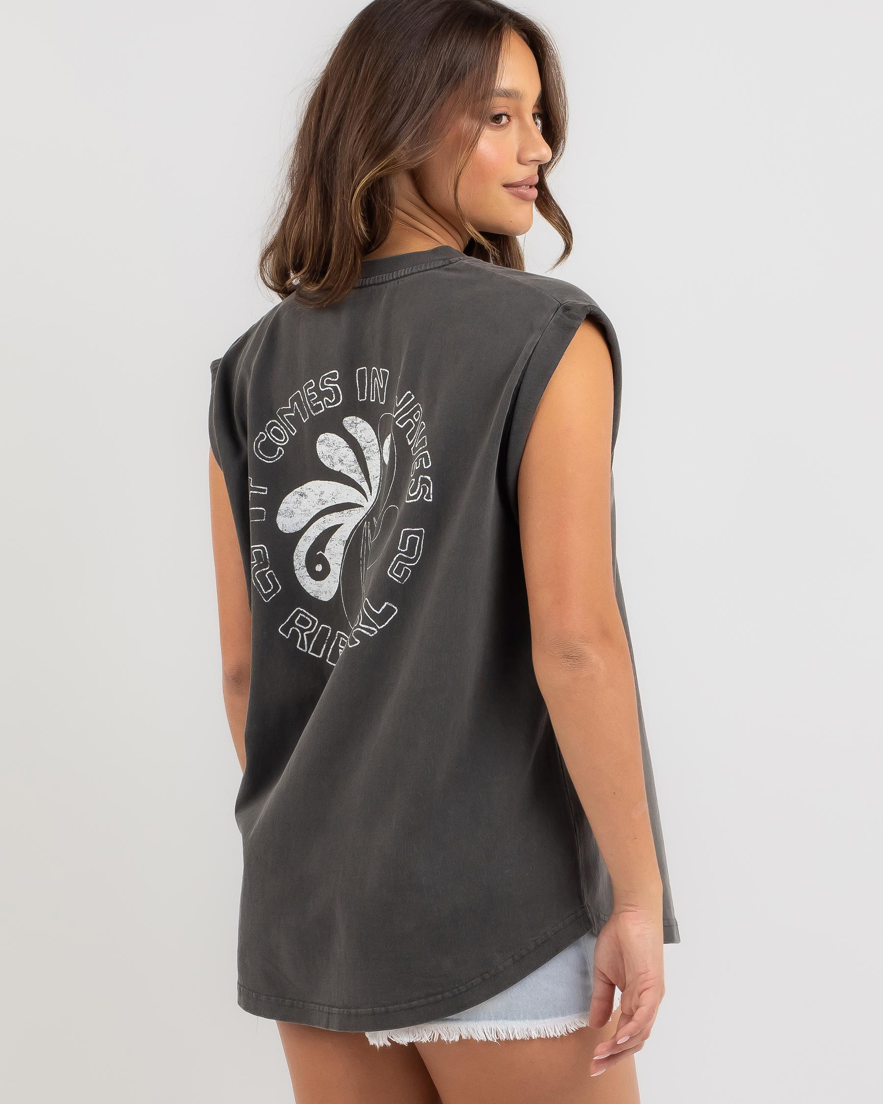 Shop Rip Curl Wave Maker Tank In Washed Black - Fast Shipping & Easy ...