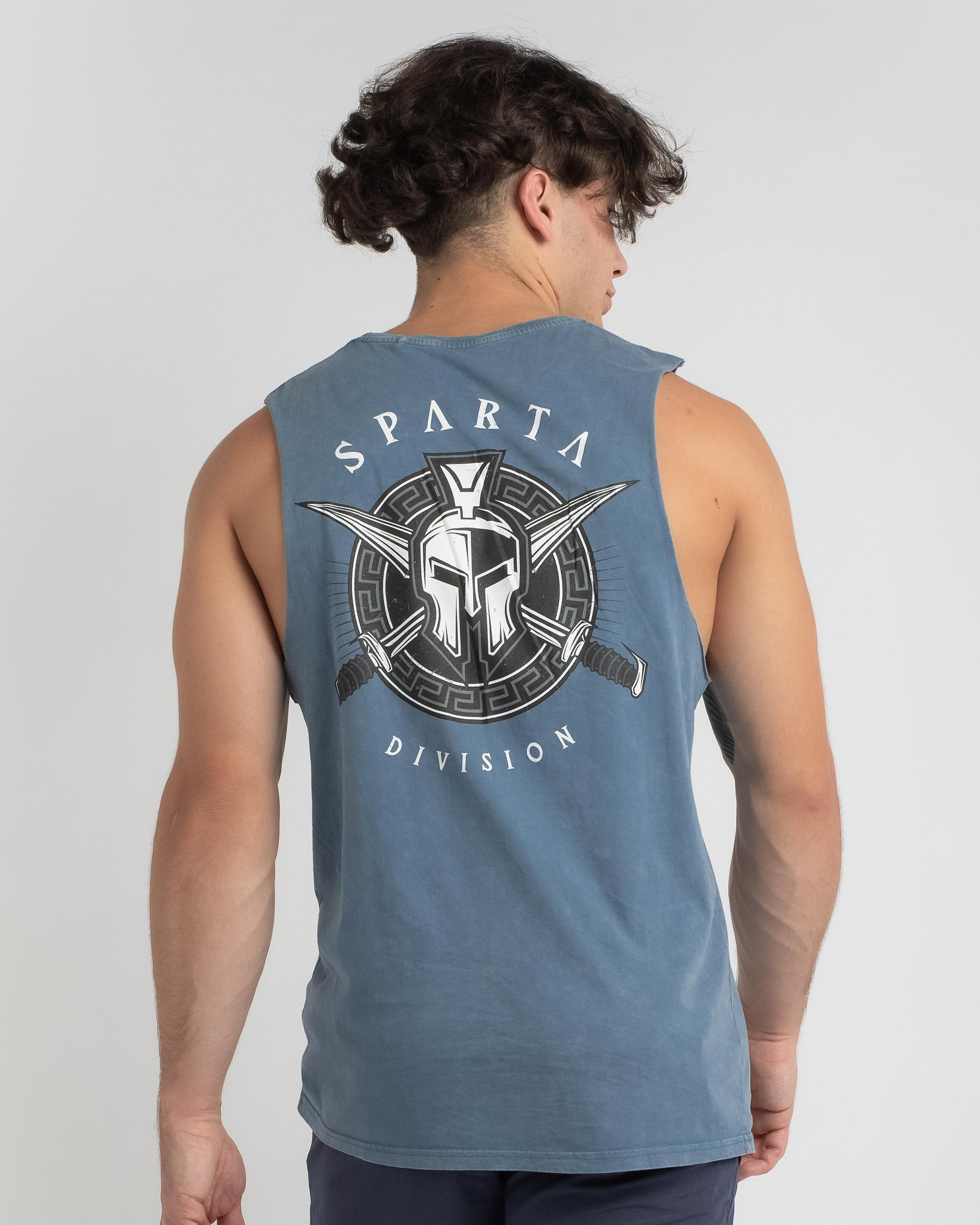 Shop Sparta Campaign Muscle Tank In Slate Blue Acid - Fast Shipping ...