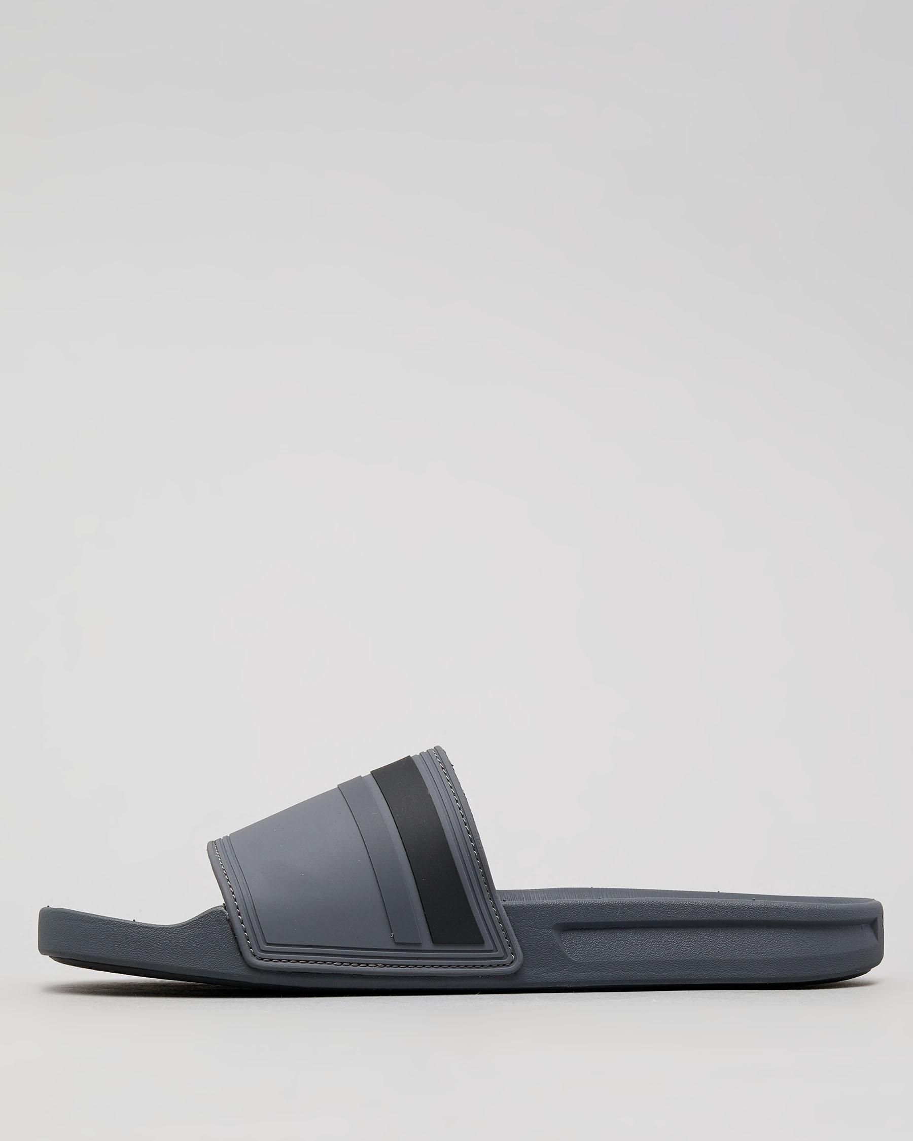 Shop Quiksilver Rivi Slides In Grey/black/blue - Fast Shipping & Easy ...