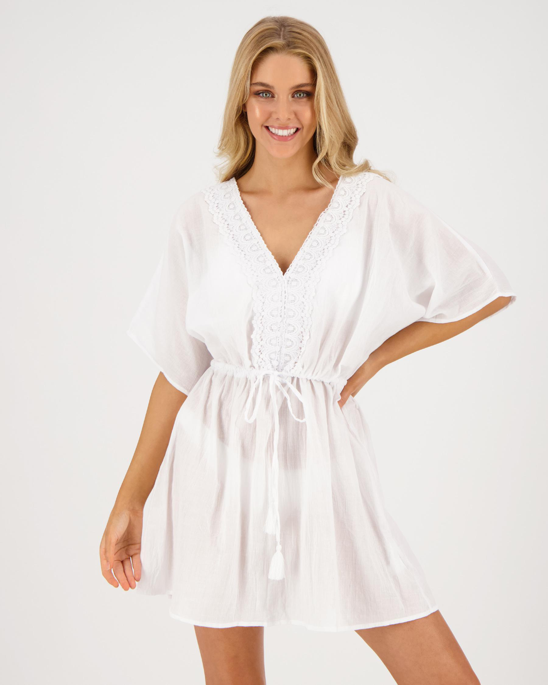 Shop Kaiami Spring Beach Cover In White - Fast Shipping & Easy Returns ...