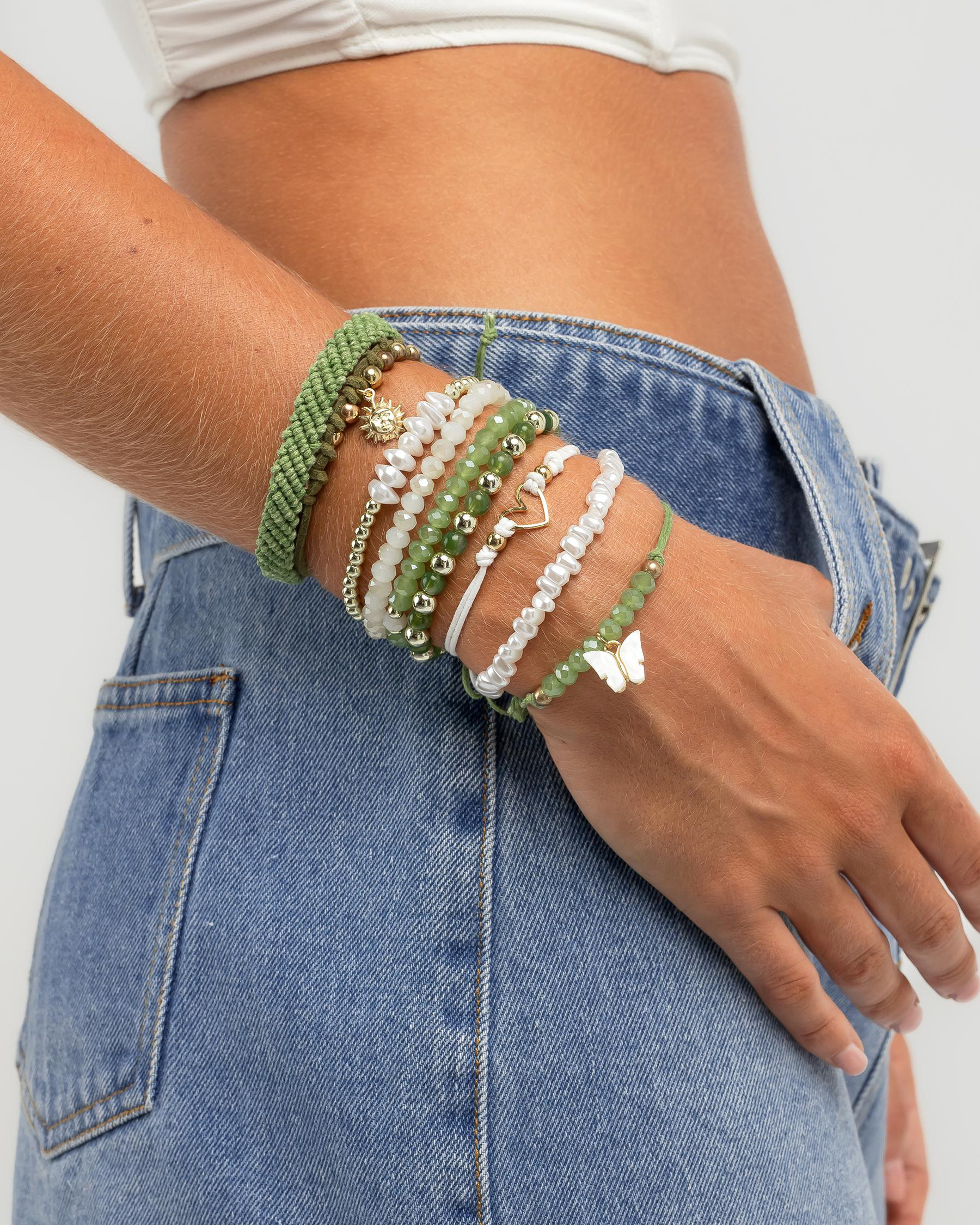 Shop Karyn In LA Reign Bracelet Pack In Olive/gold/white - Fast Shipping & Easy Returns - City ...