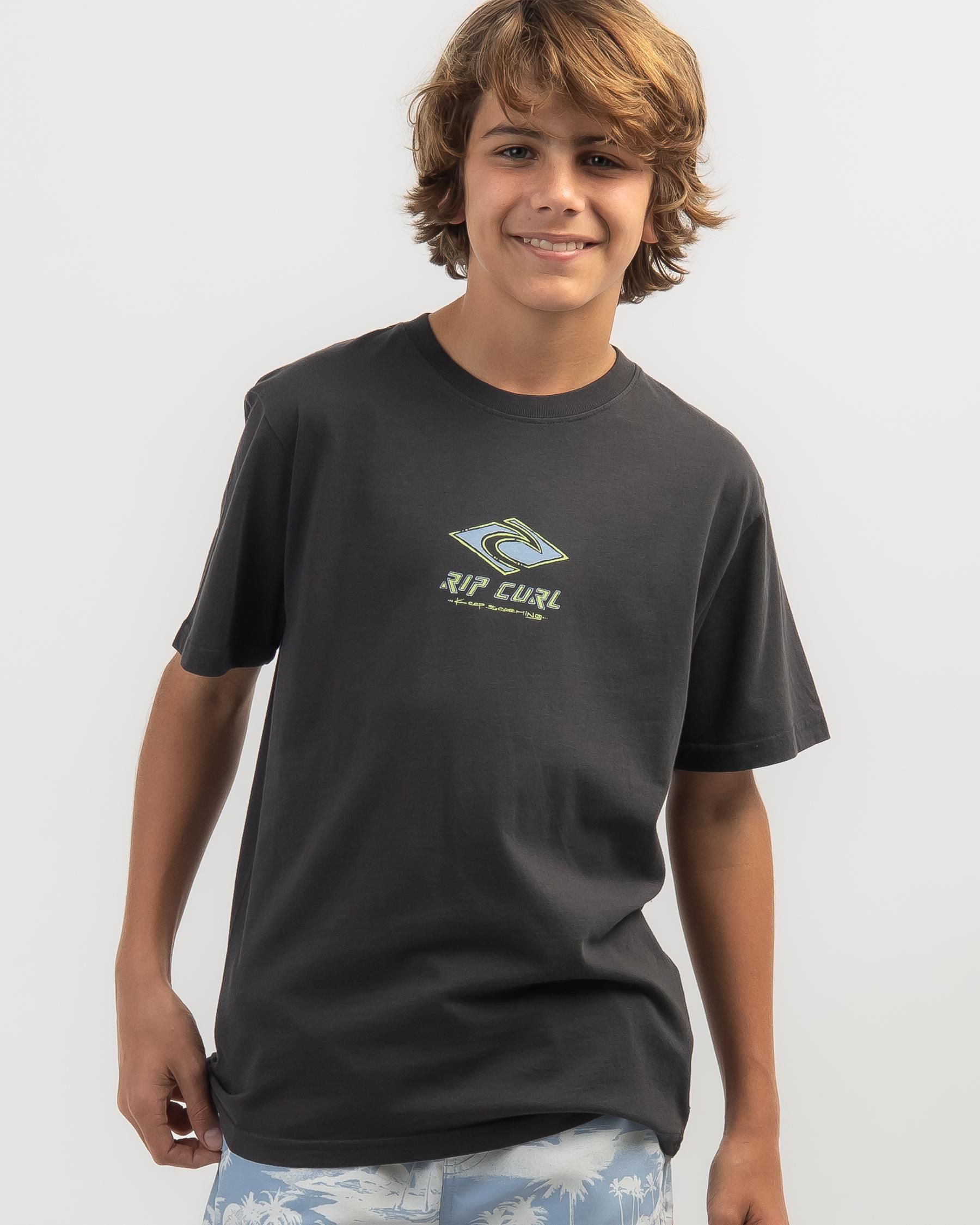 Shop Rip Curl Boys' Pure Surf Logo T-Shirt In Washed Black - Fast ...