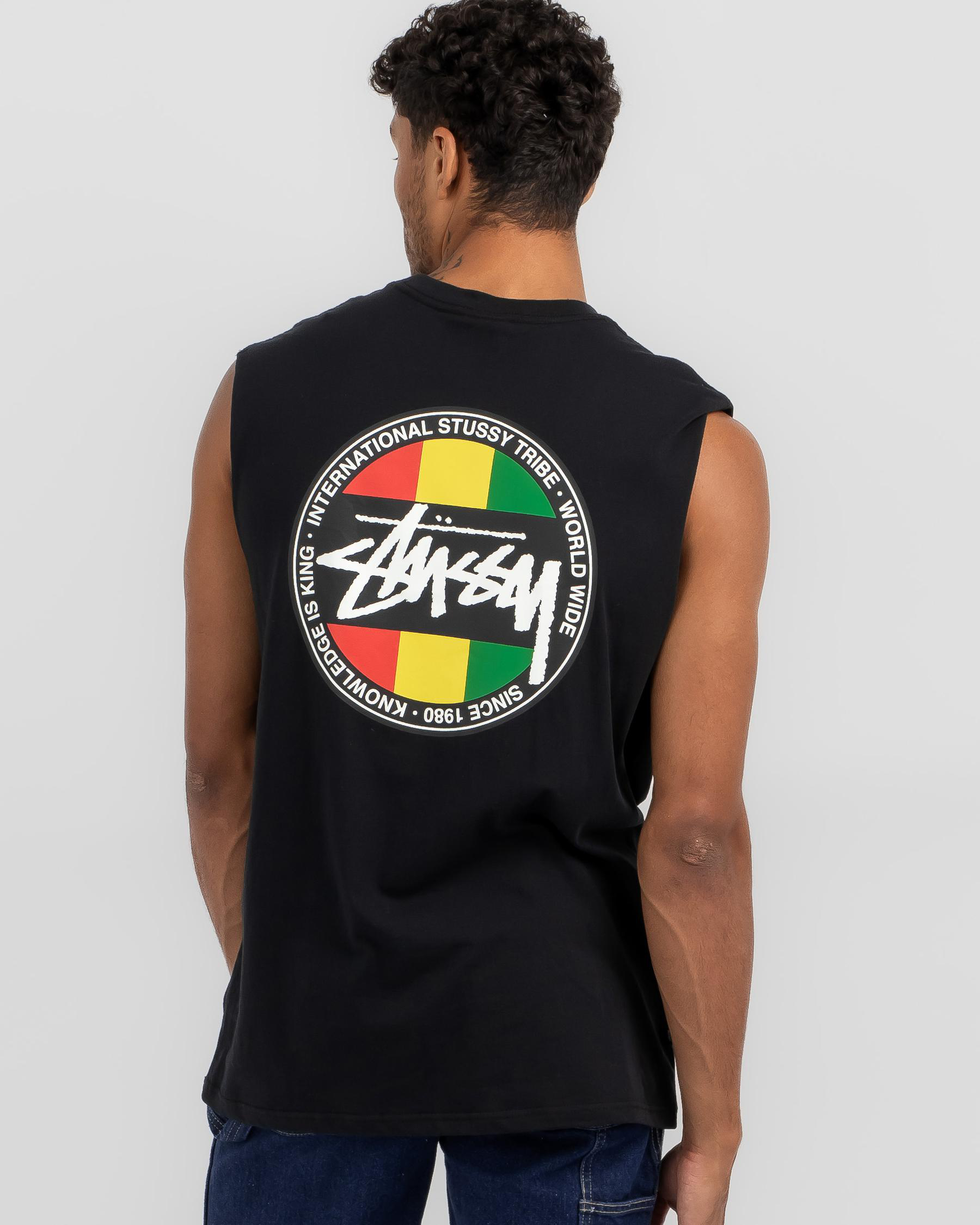 Shop Stussy Rasta dot Muscle Tank In Black - Fast Shipping & Easy ...