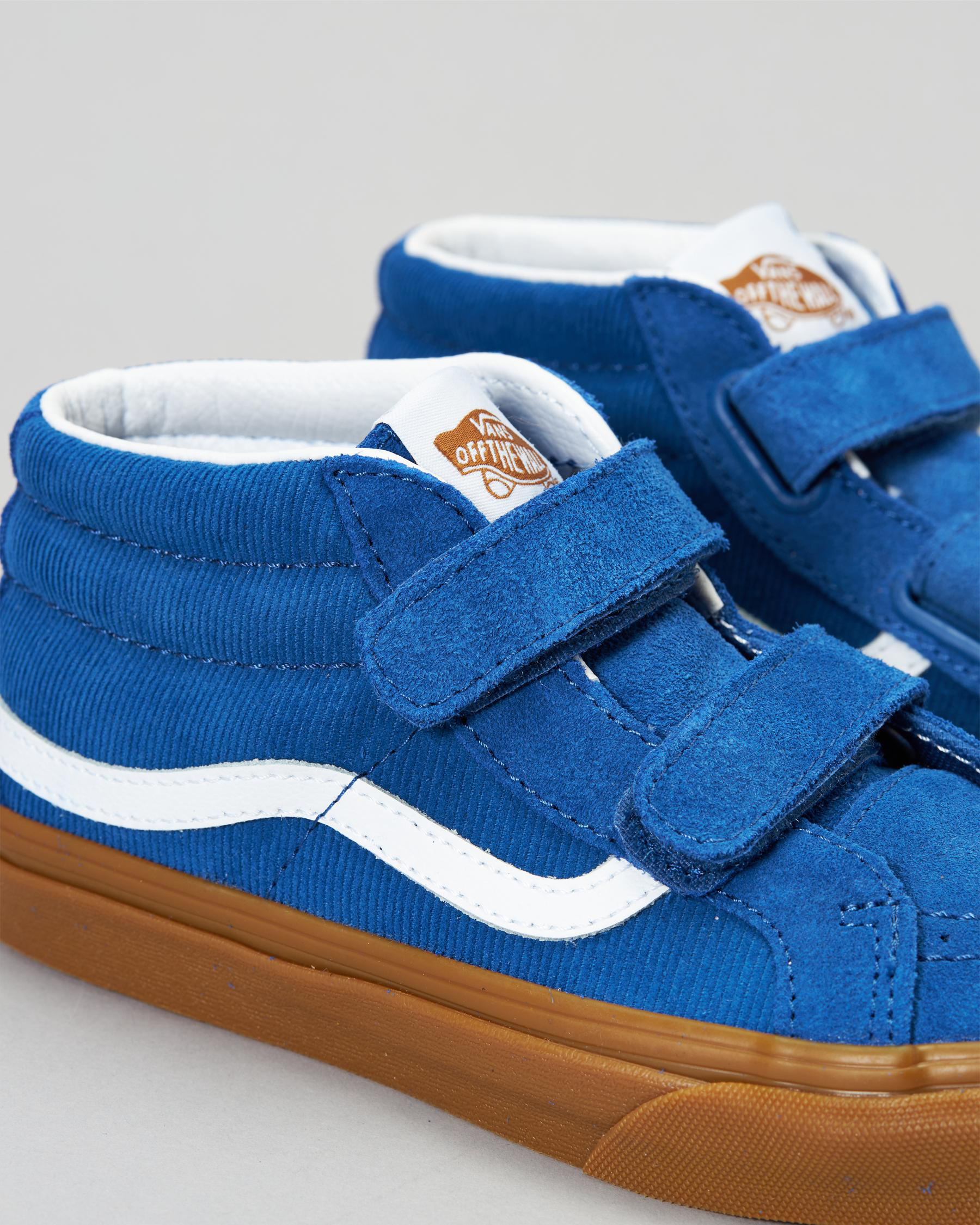 Shop Vans Boys' Sk8-Mid Reissue V Shoes In Corduroy Pop Blue - Fast ...