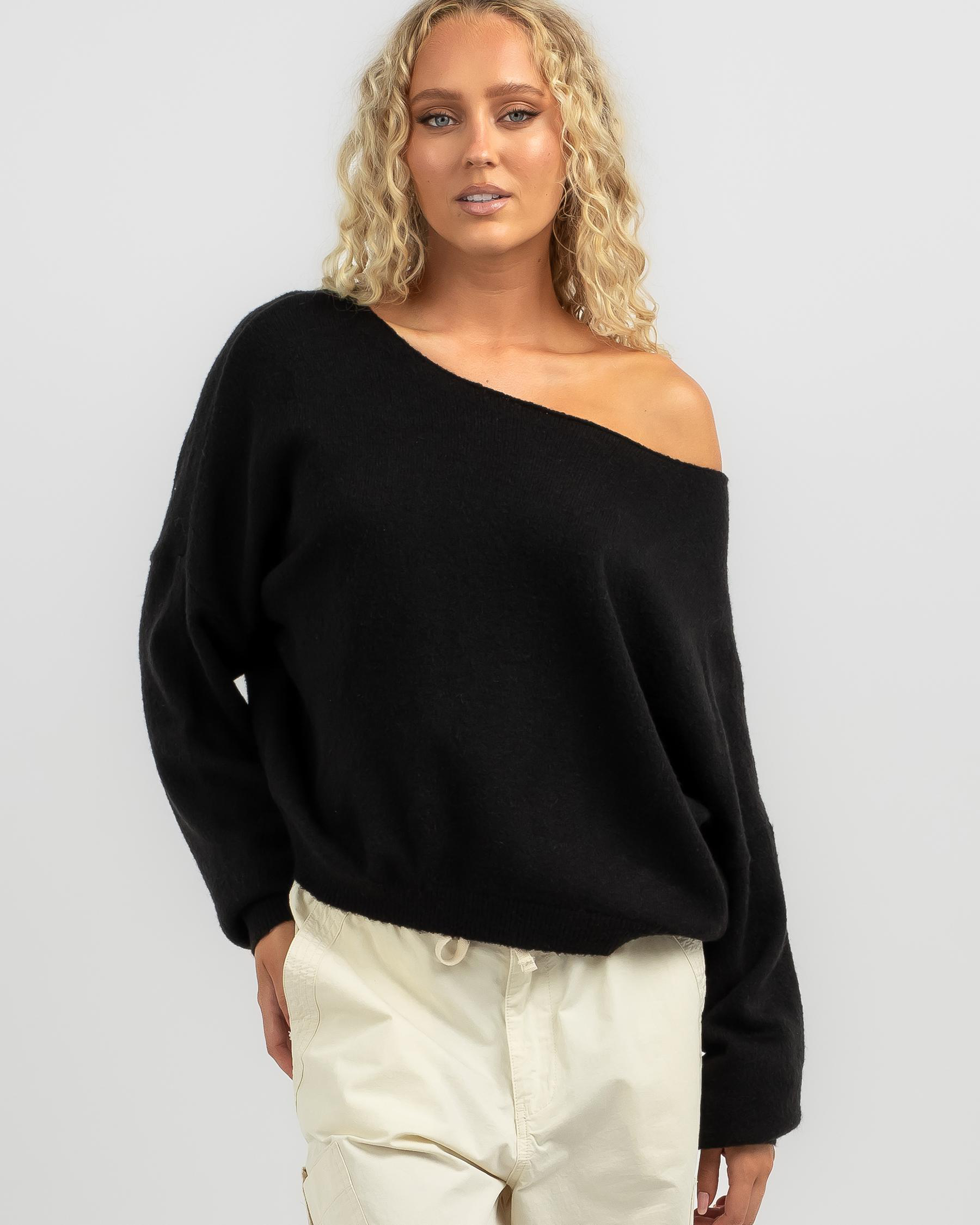 Ava And Ever Fromey Off Shoulder Knit Jumper In Black - Fast Shipping ...