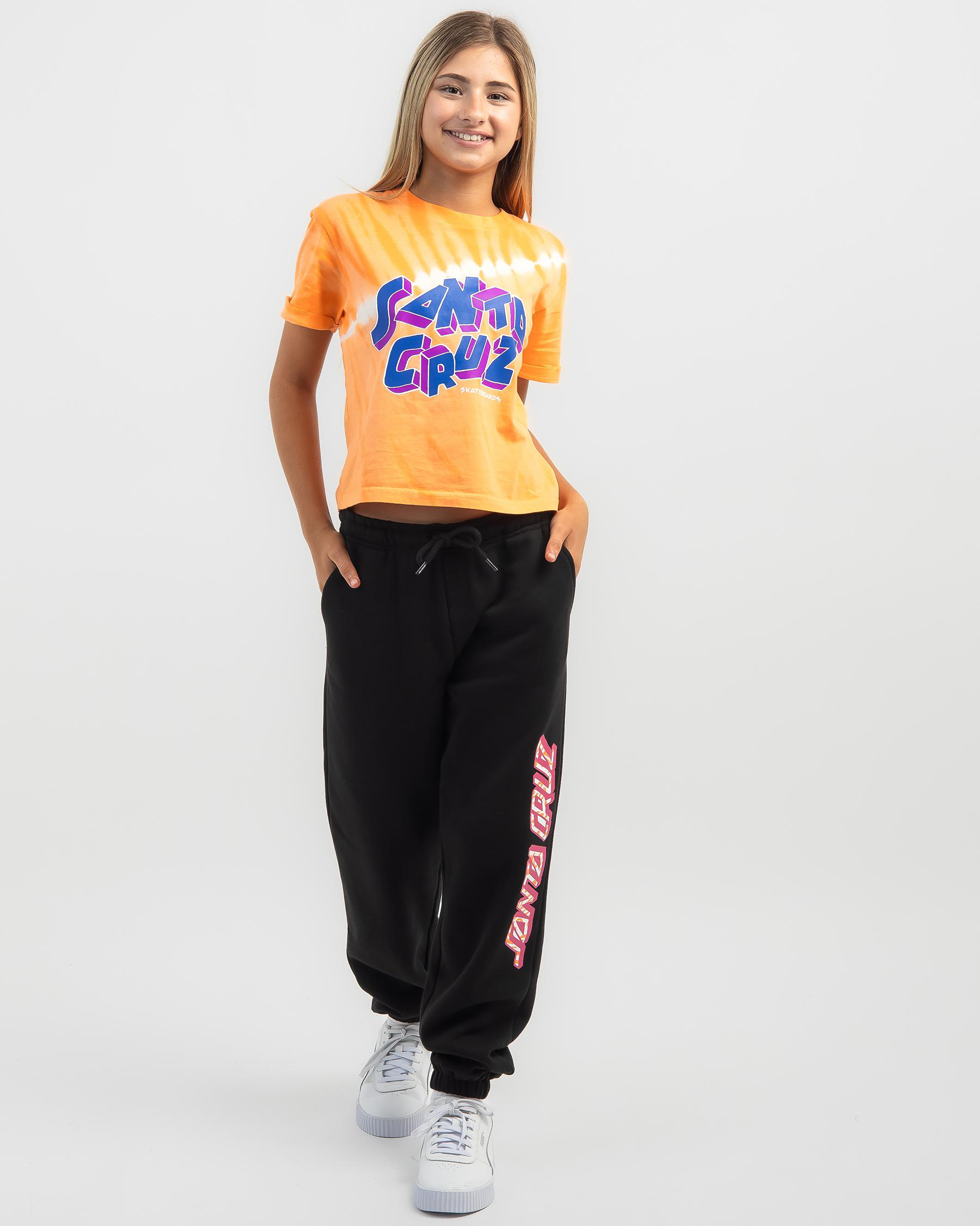 Shop Santa Cruz Girls' Scattered Strip Front T-Shirt In Light Orange ...