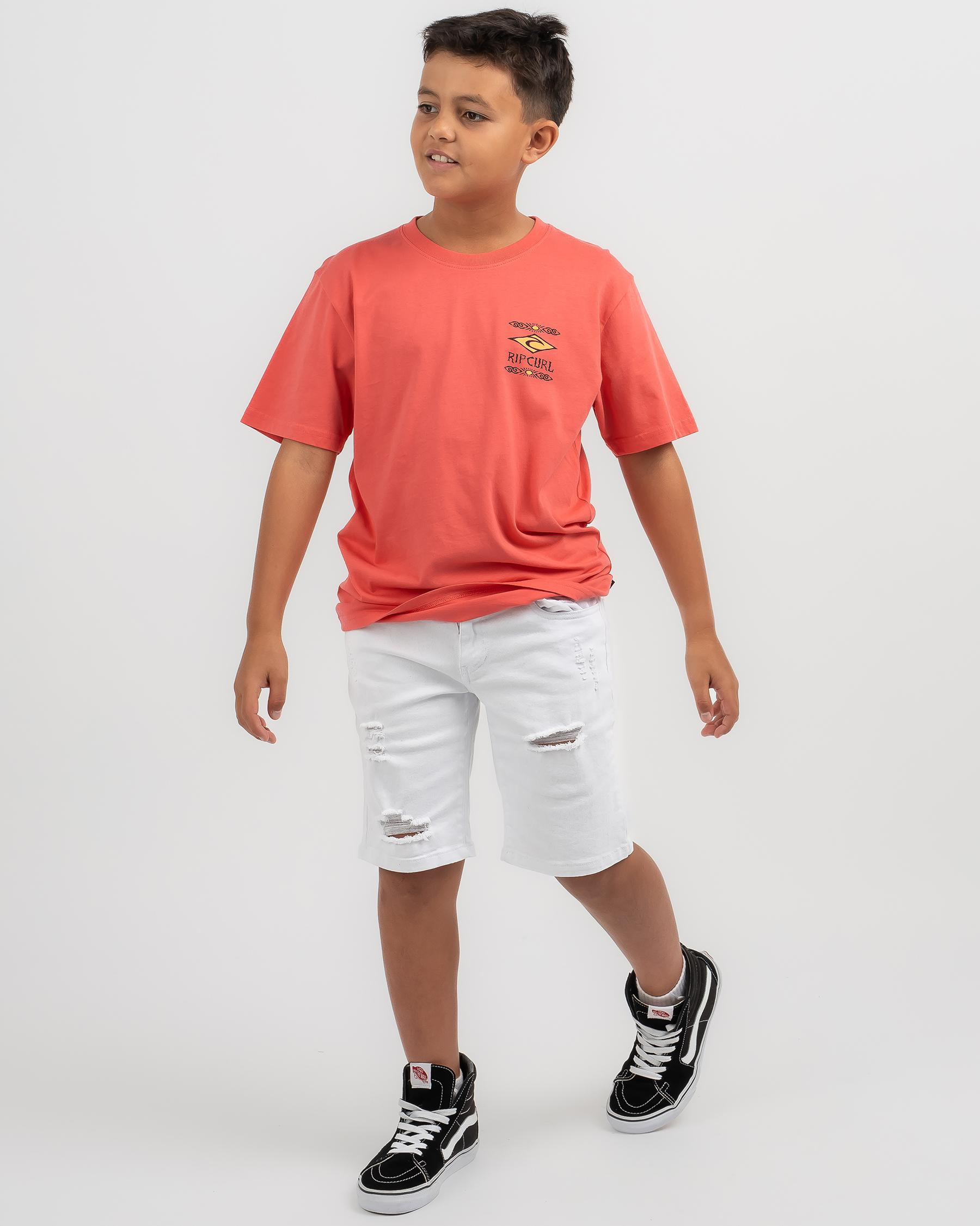 Shop Rip Curl Boys' Lost Islands Logo T-Shirt In Hot Coral - Fast ...