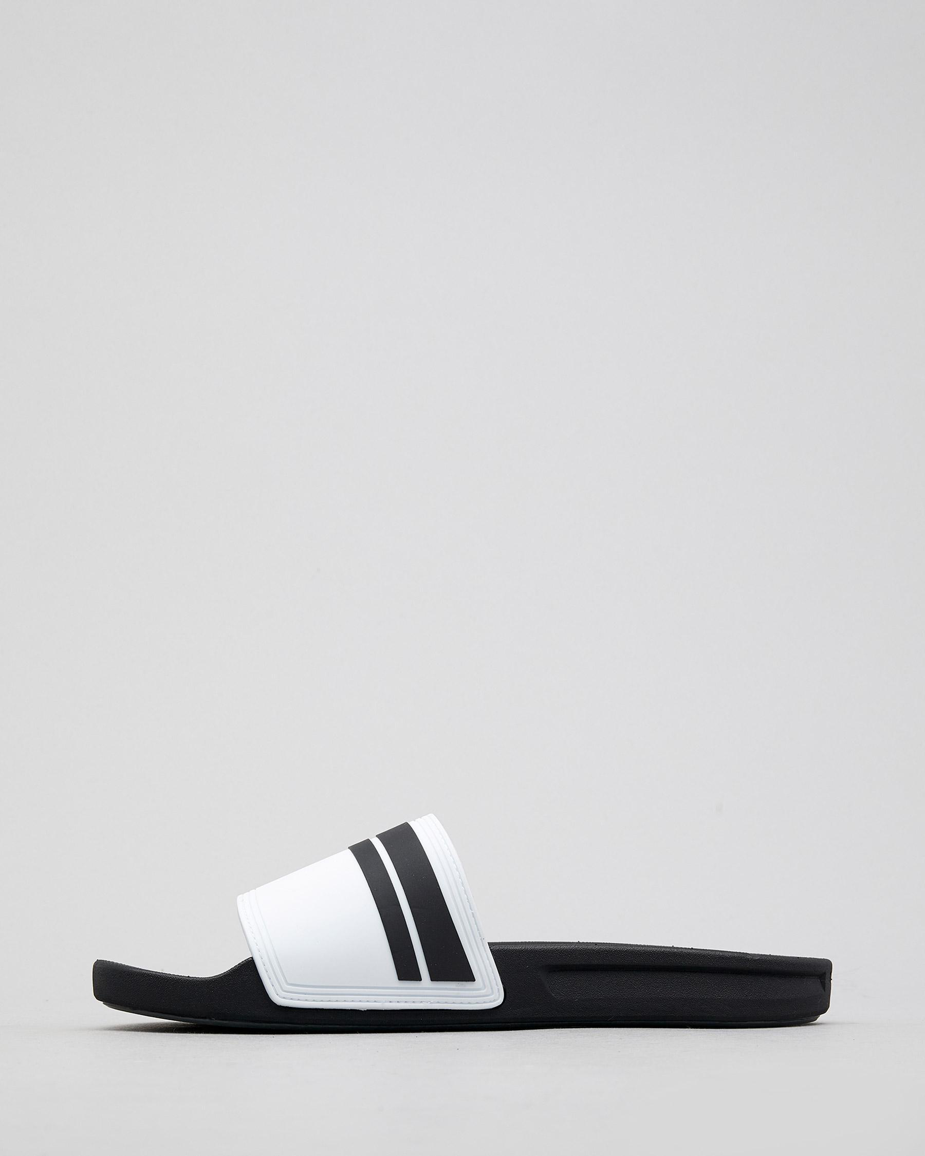 Shop Quiksilver Rivi Slides In White/black/white - Fast Shipping & Easy ...