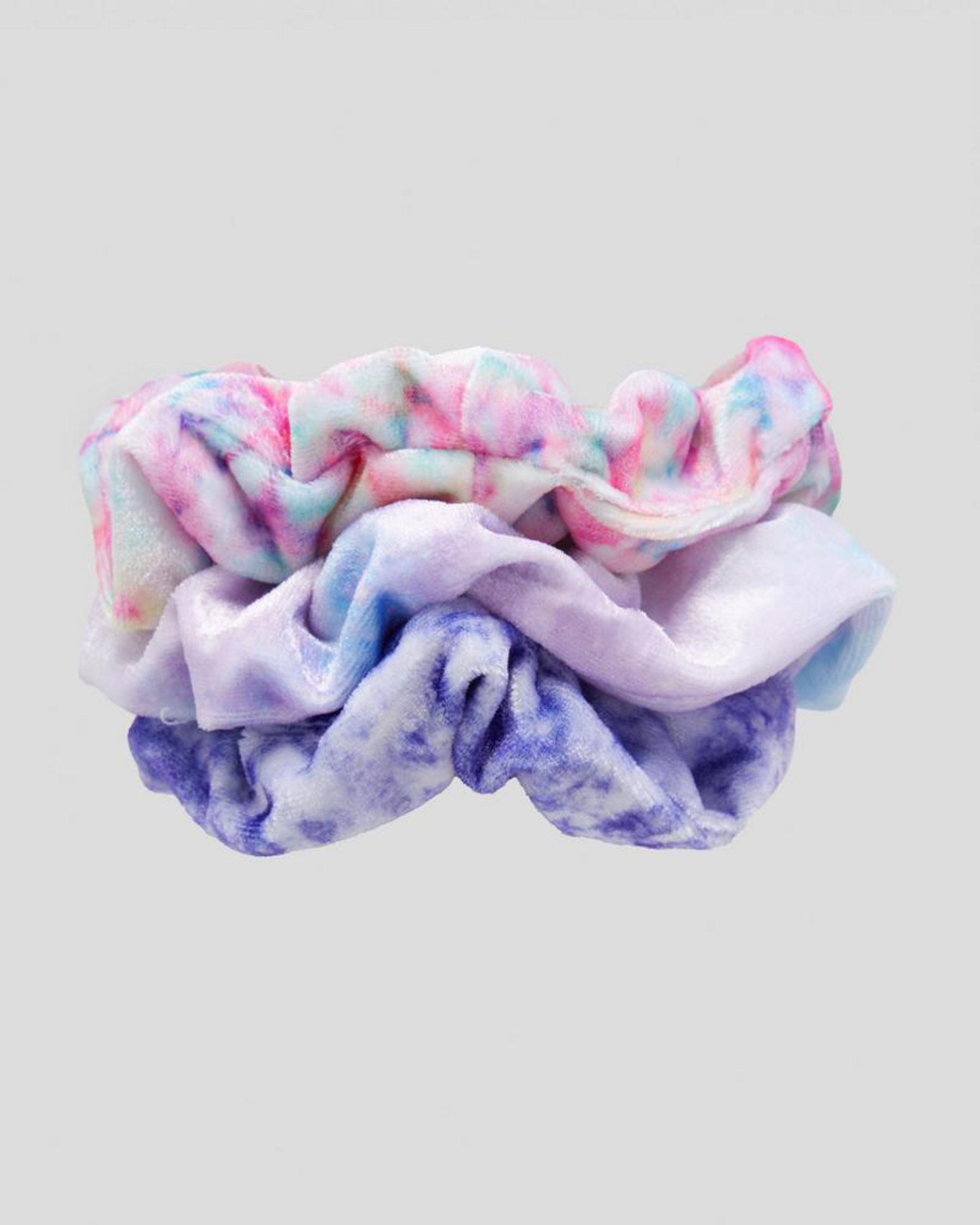 Shop Karyn In LA Tie Dye Velvet Scrunchie Pack In Pink/purple - Fast ...