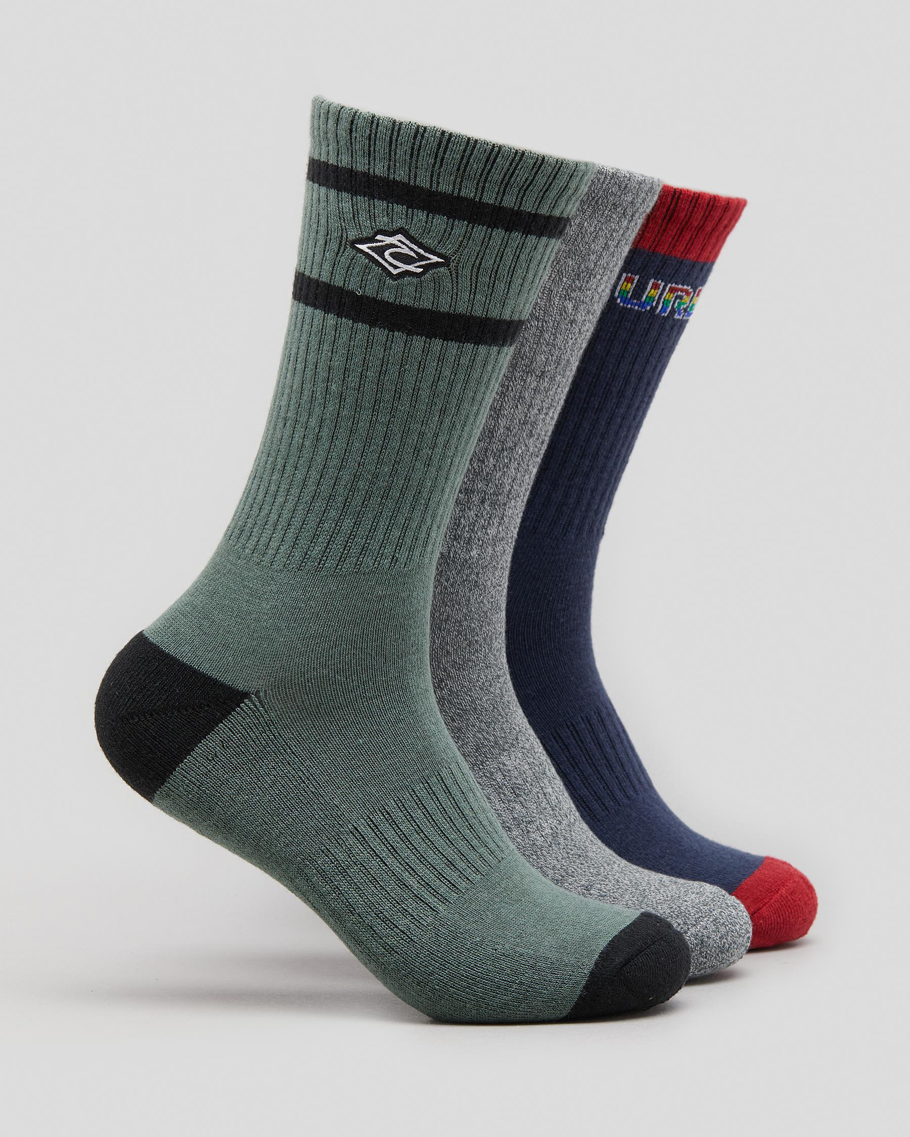 Shop Rip Curl Icons Crew Socks 3 Pack In Multico - Fast Shipping & Easy ...