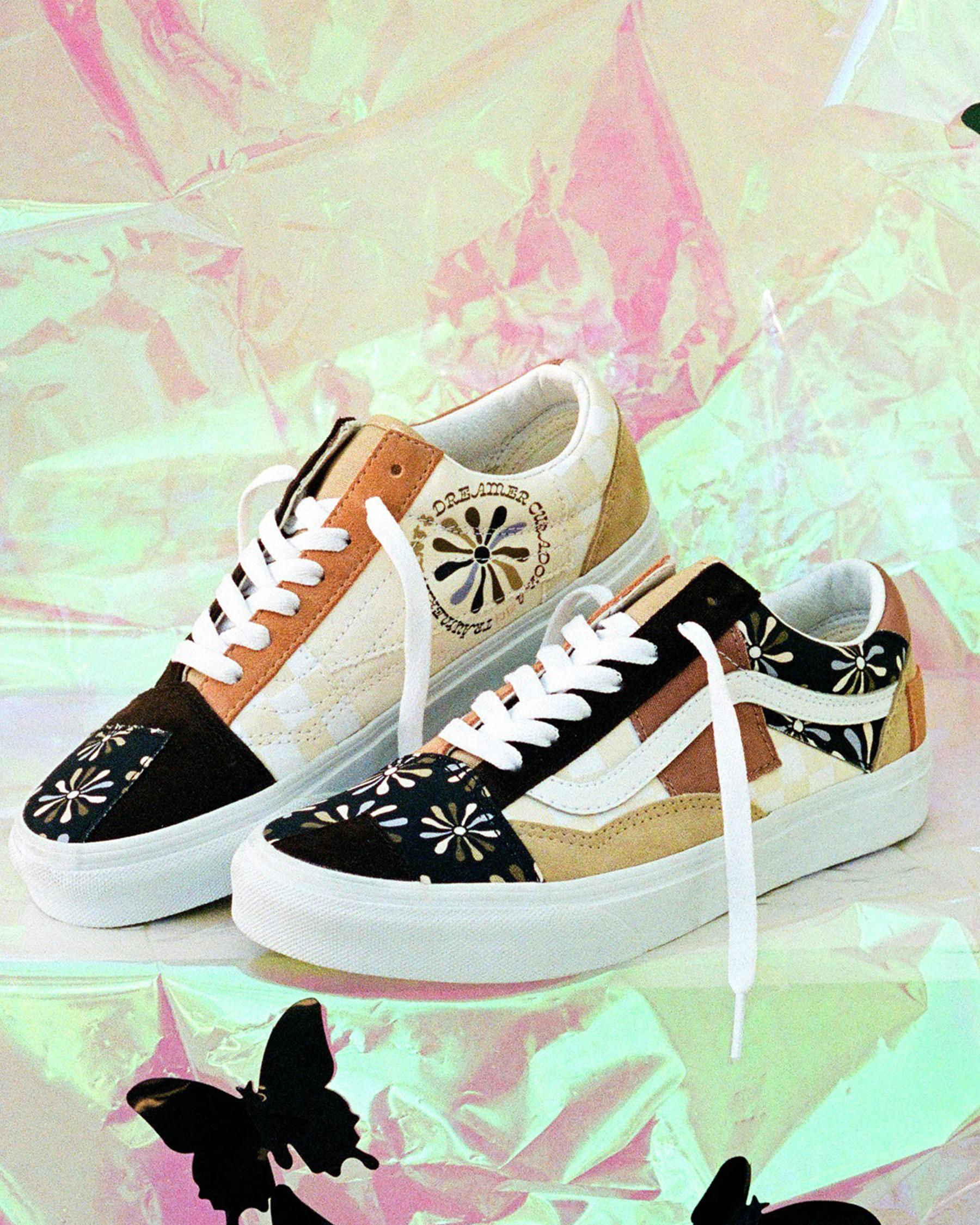 Shop Vans Womens Old Skool Patchwork Shoes In Multi/true White - Fast ...