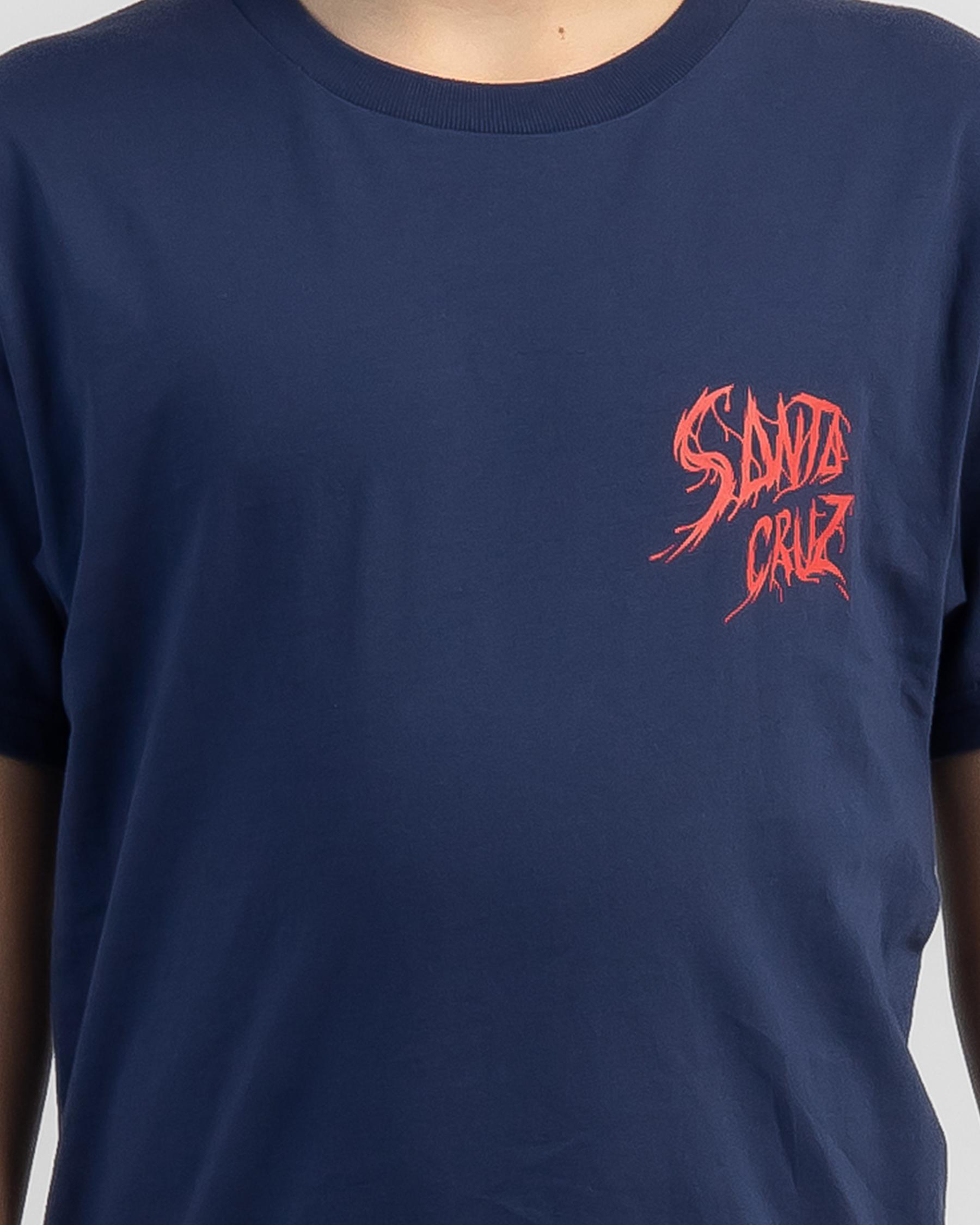 Shop Santa Cruz Boys' Wolf Slasher T-Shirt In Navy - Fast Shipping ...