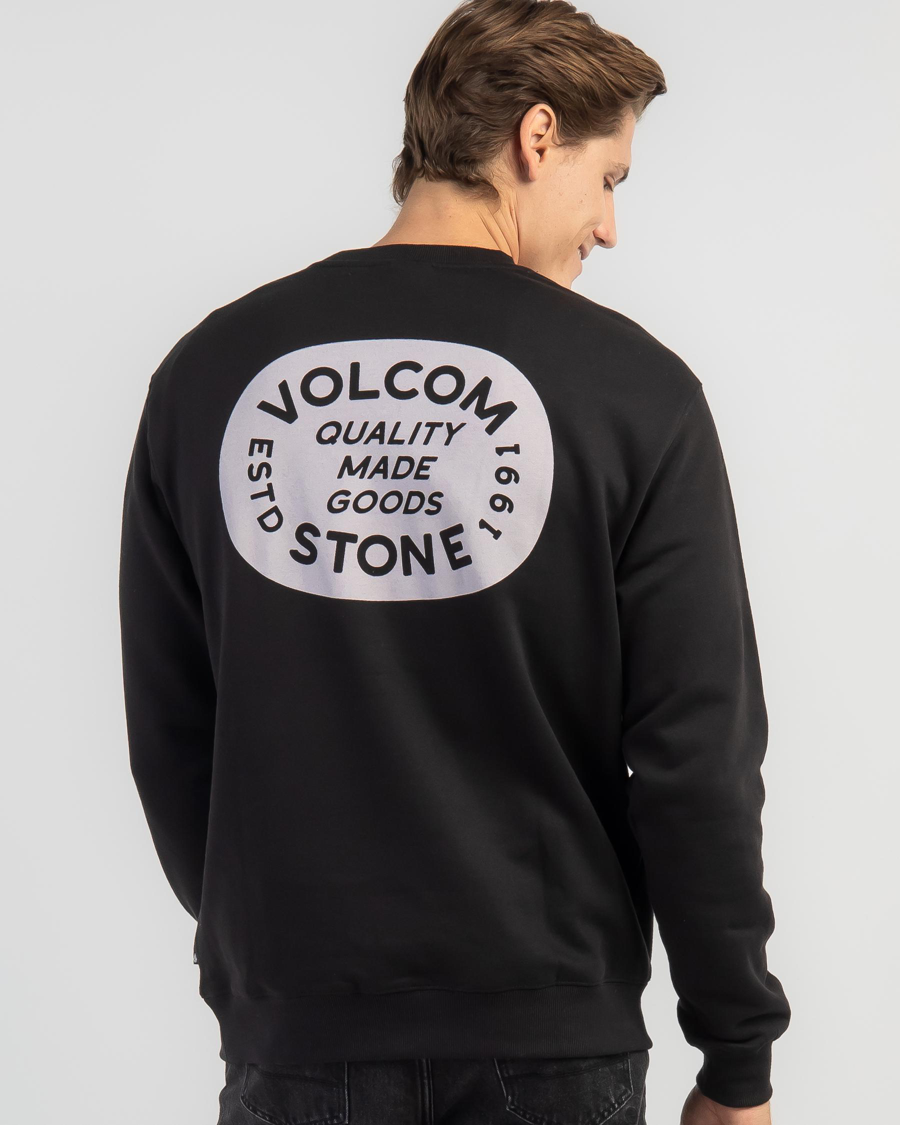 Shop Volcom Produce Crew Neck Sweat Shirt In Black - Fast Shipping ...