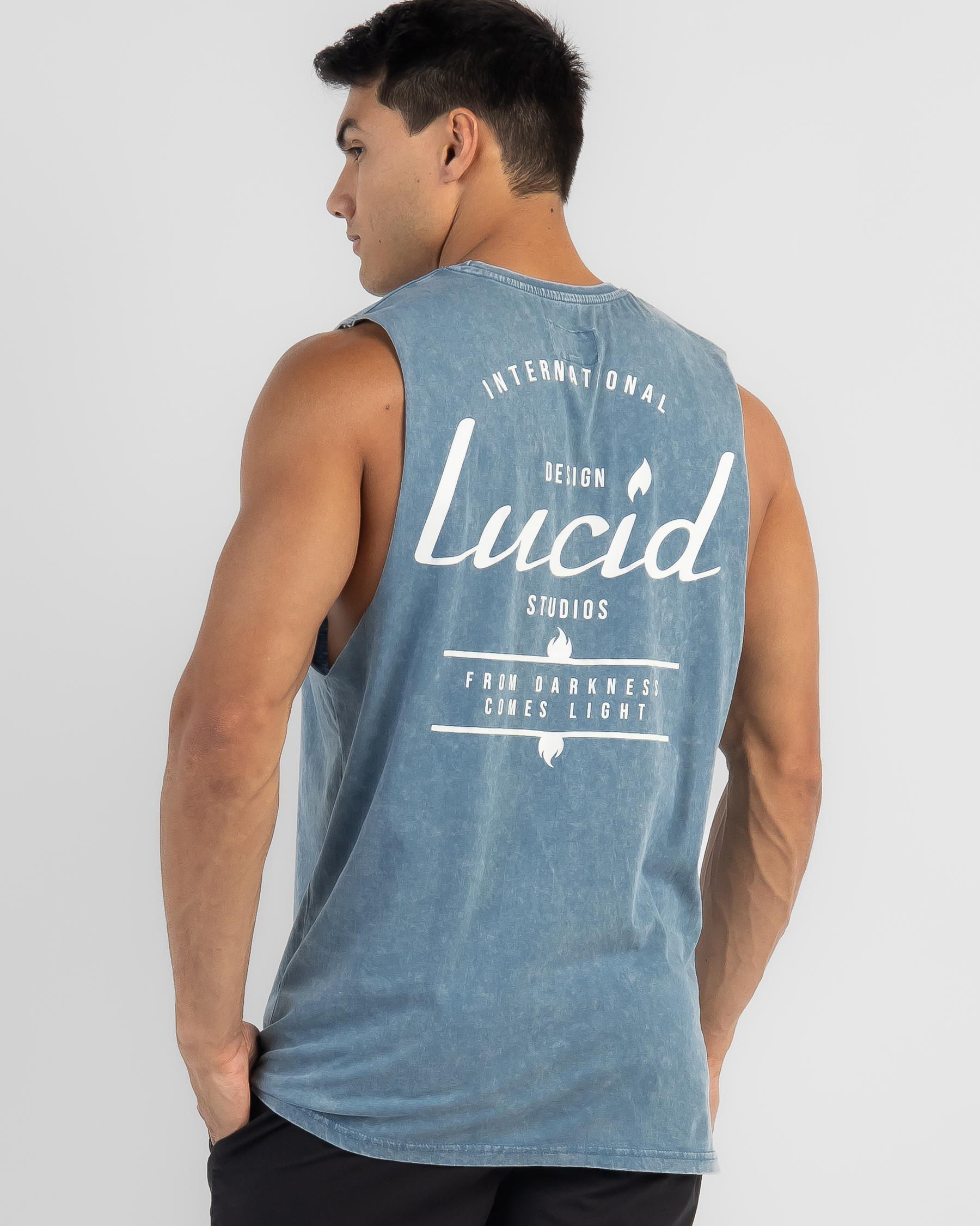 Shop Lucid Cleave Muscle Tank In Lt Blue Acid - Fast Shipping & Easy ...