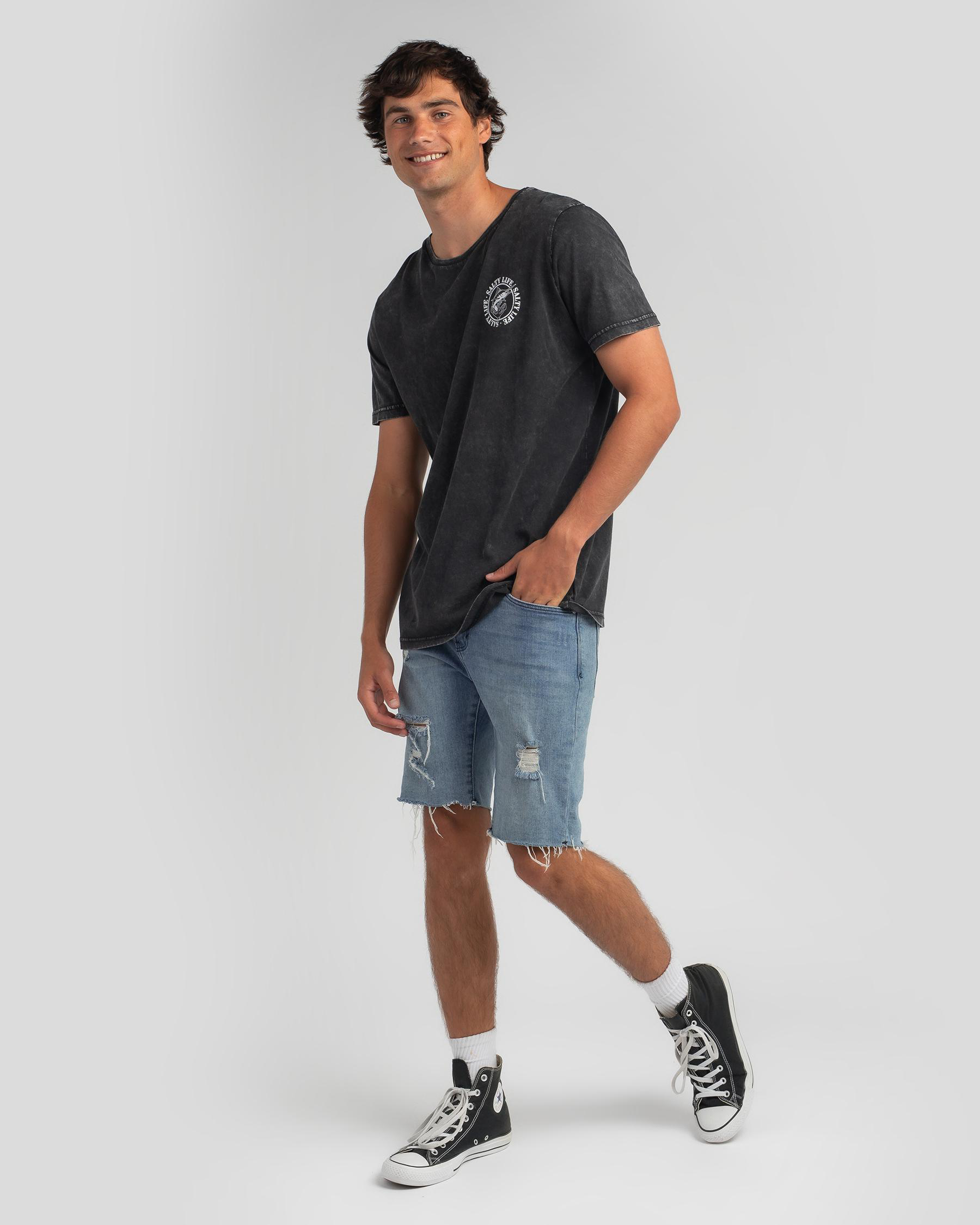 Shop Salty Life Angler T-Shirt In Black Acid - Fast Shipping & Easy ...