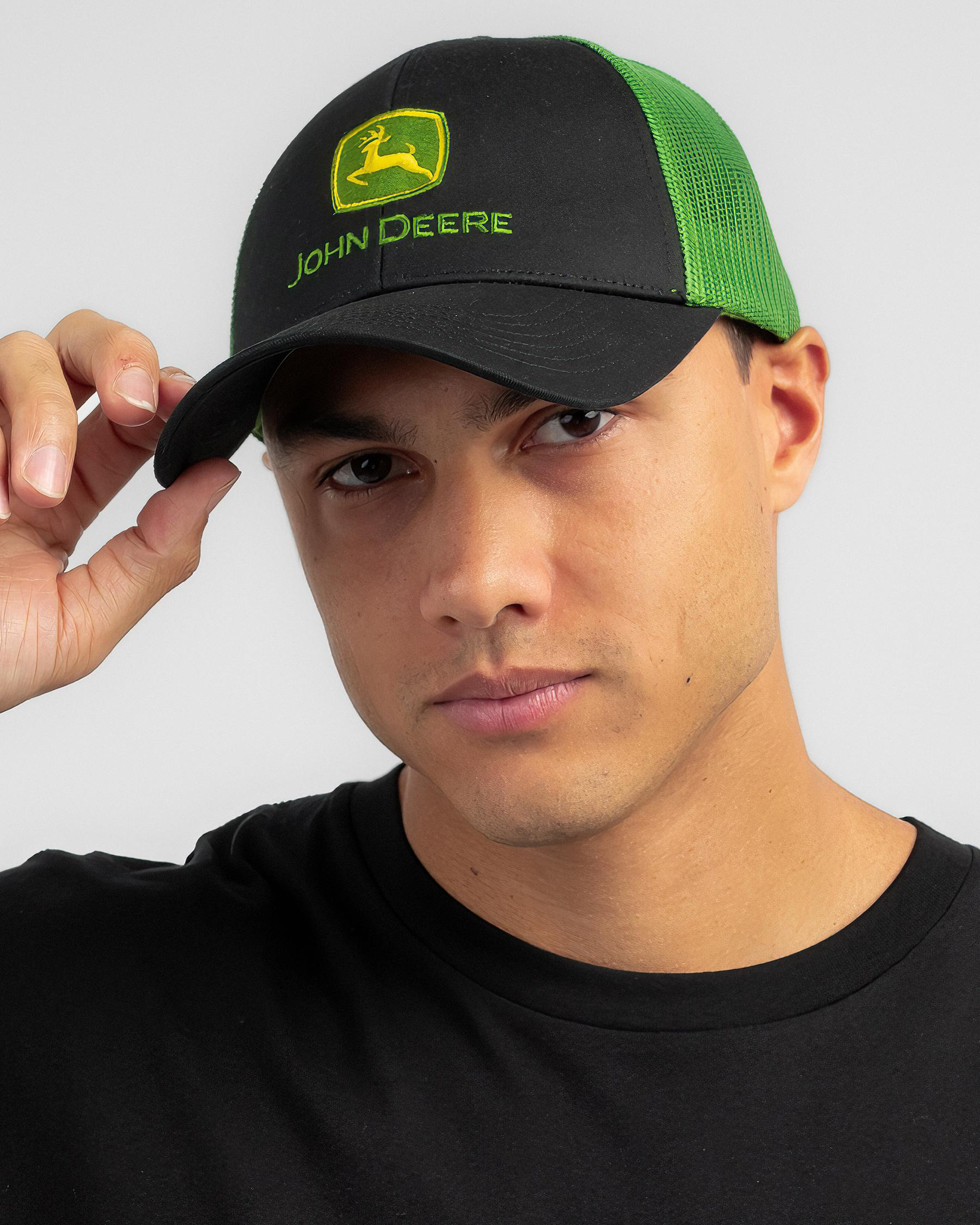 John Deere Logo Mesh Back Cap In Black/green - FREE* Shipping & Easy ...
