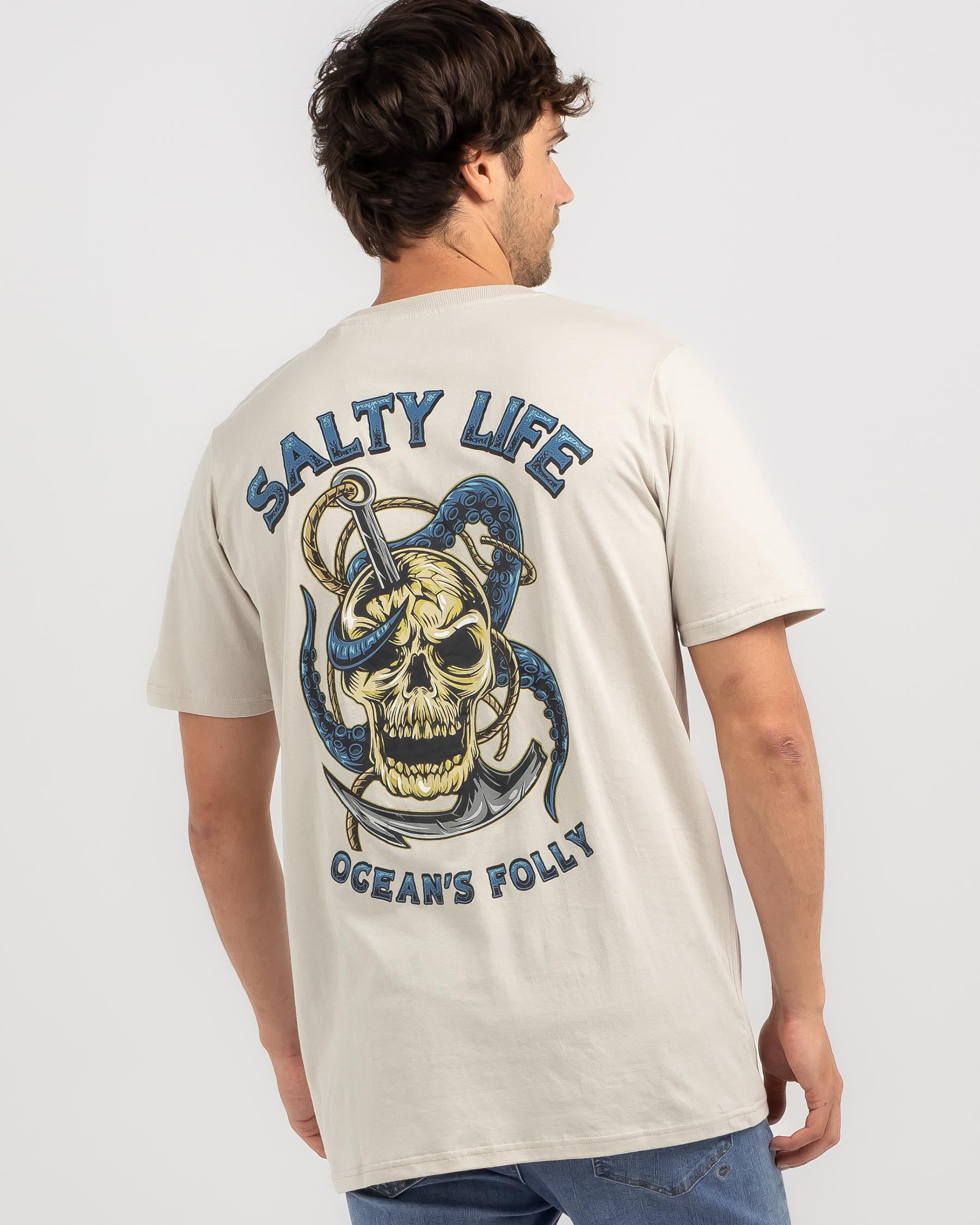 Salty Life Oceans T-Shirt In Stone - FREE* Shipping & Easy Returns ...
