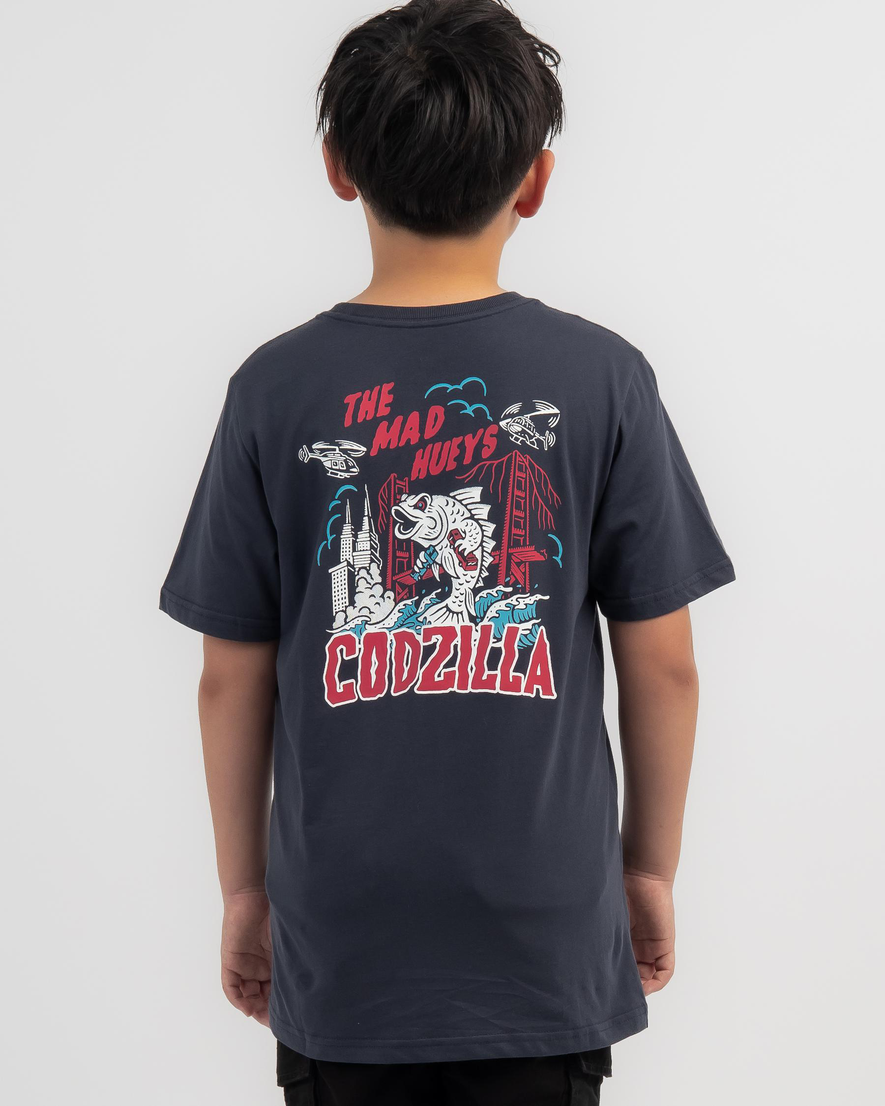 Shop The Mad Hueys Boys' Codzilla T-Shirt In Navy - Fast Shipping ...