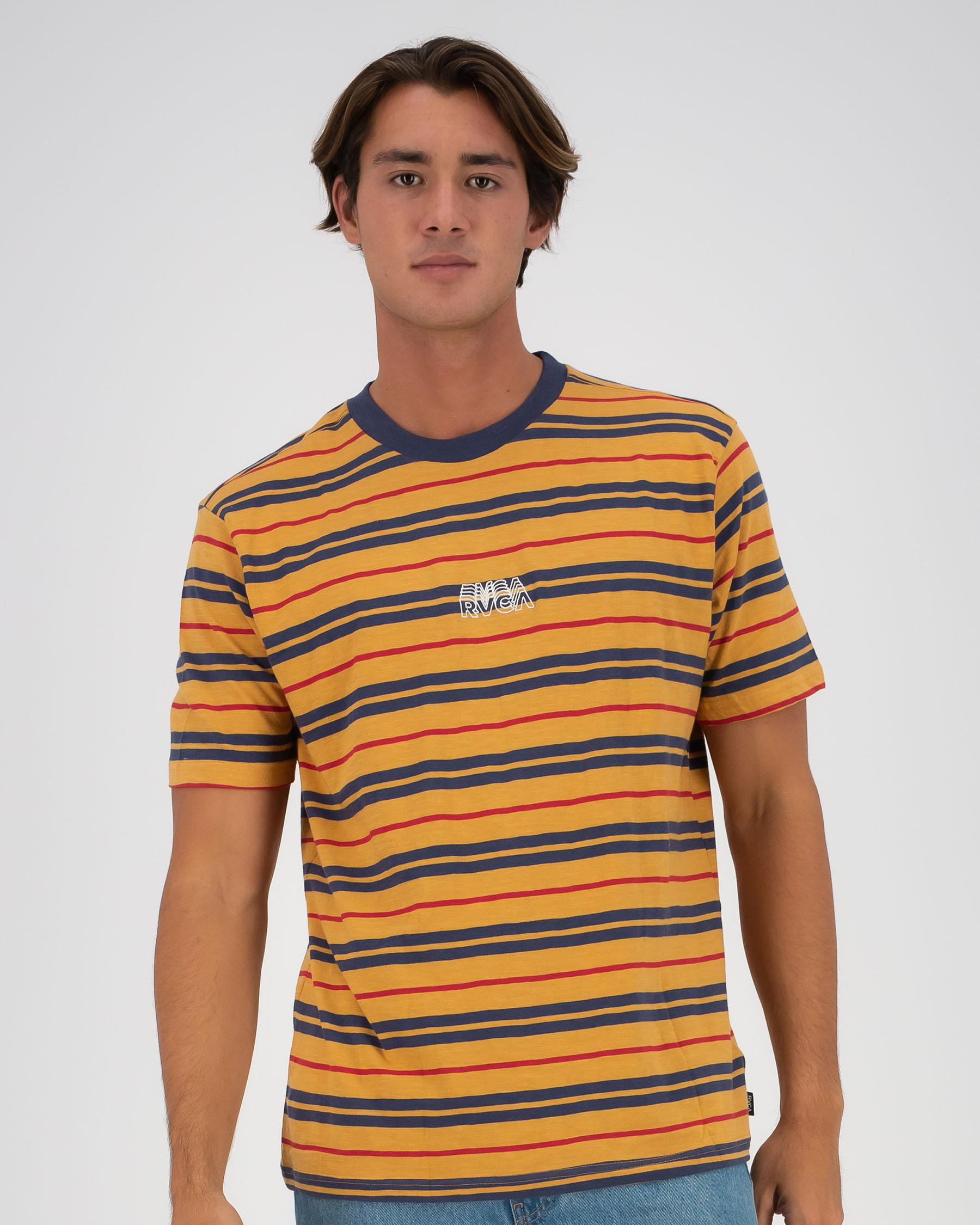 Shop RVCA Shadow Stripe T-Shirt In Goldenrod - Fast Shipping & Easy ...
