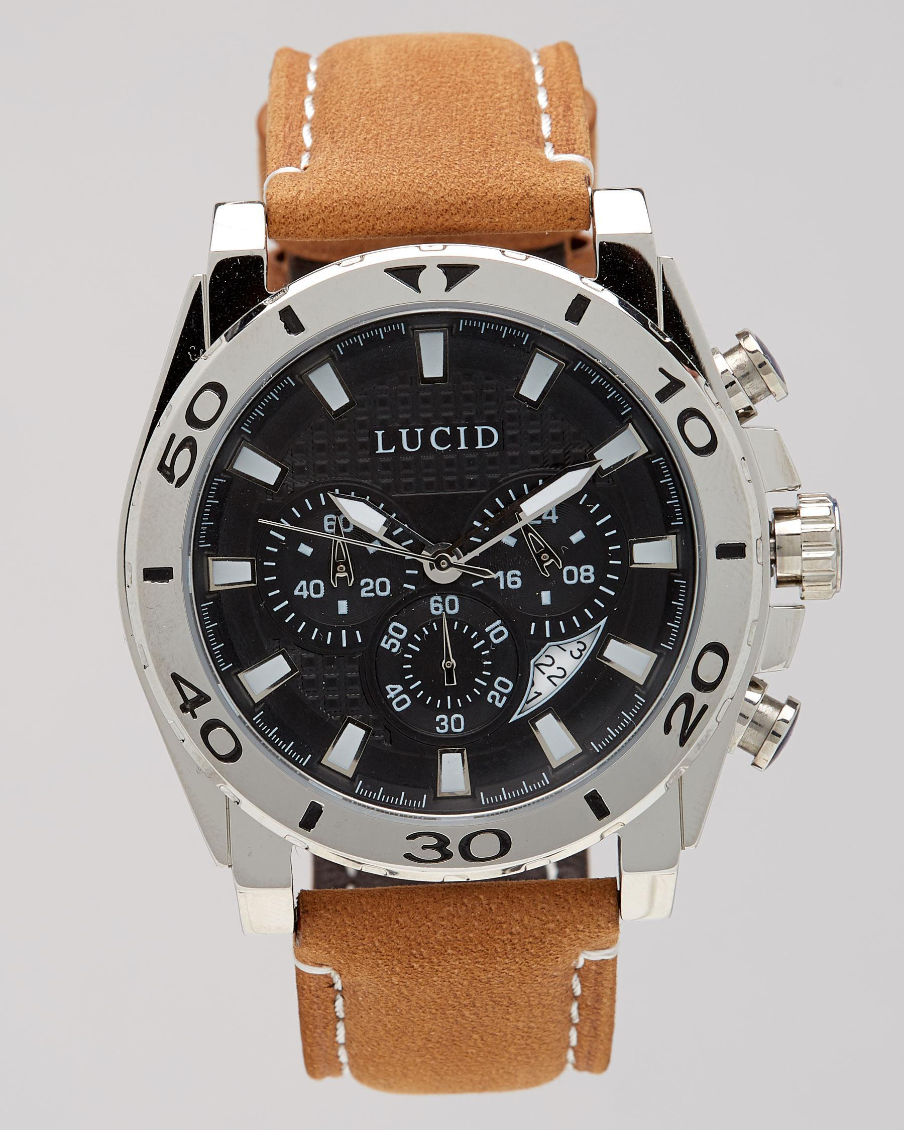 Shop Lucid Echelon Watch In Black/silver/tan/silver - Fast Shipping ...