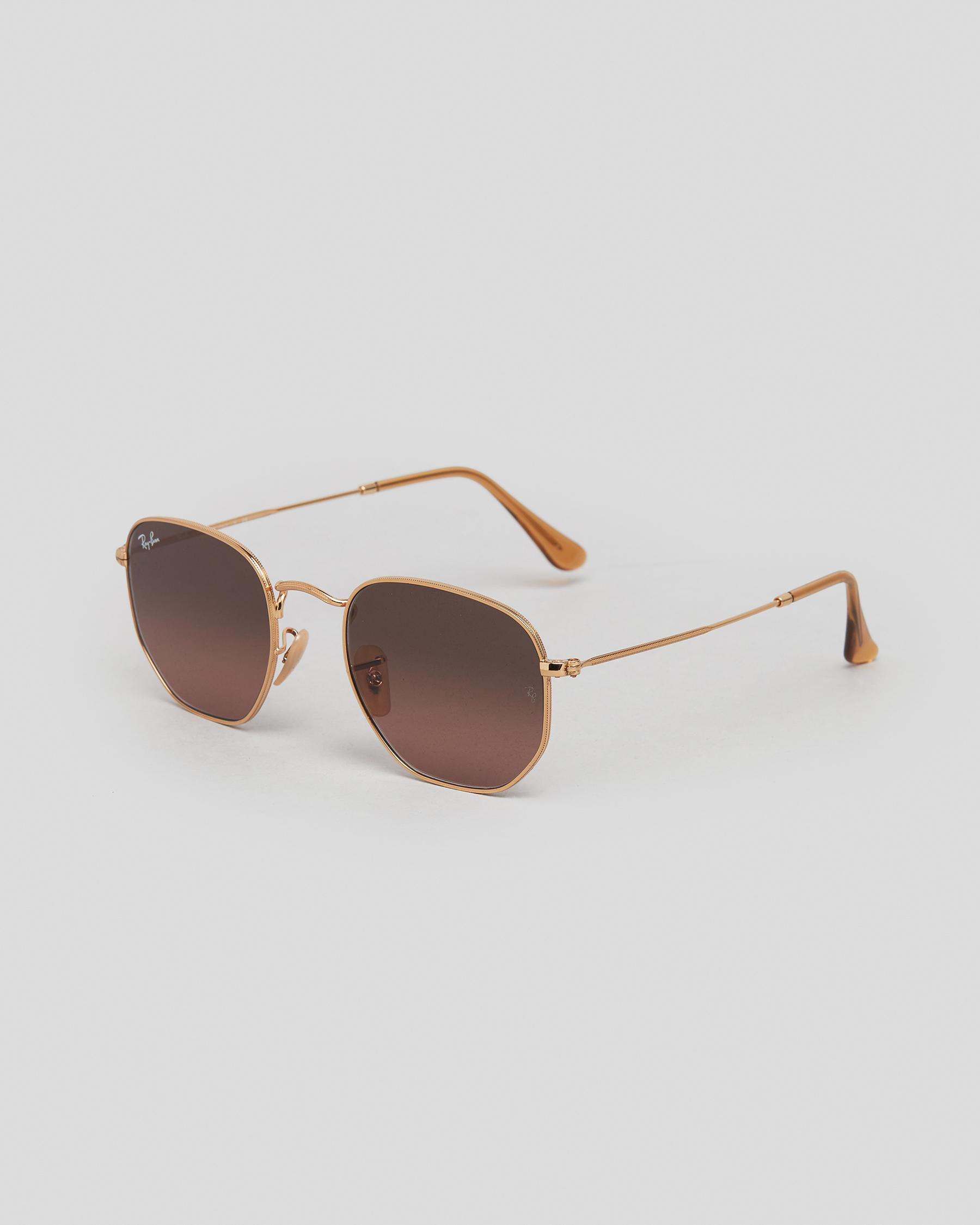 Shop Ray-Ban Hexagonal Flat RB3548N Sunglasses In Arista W/ Brown ...