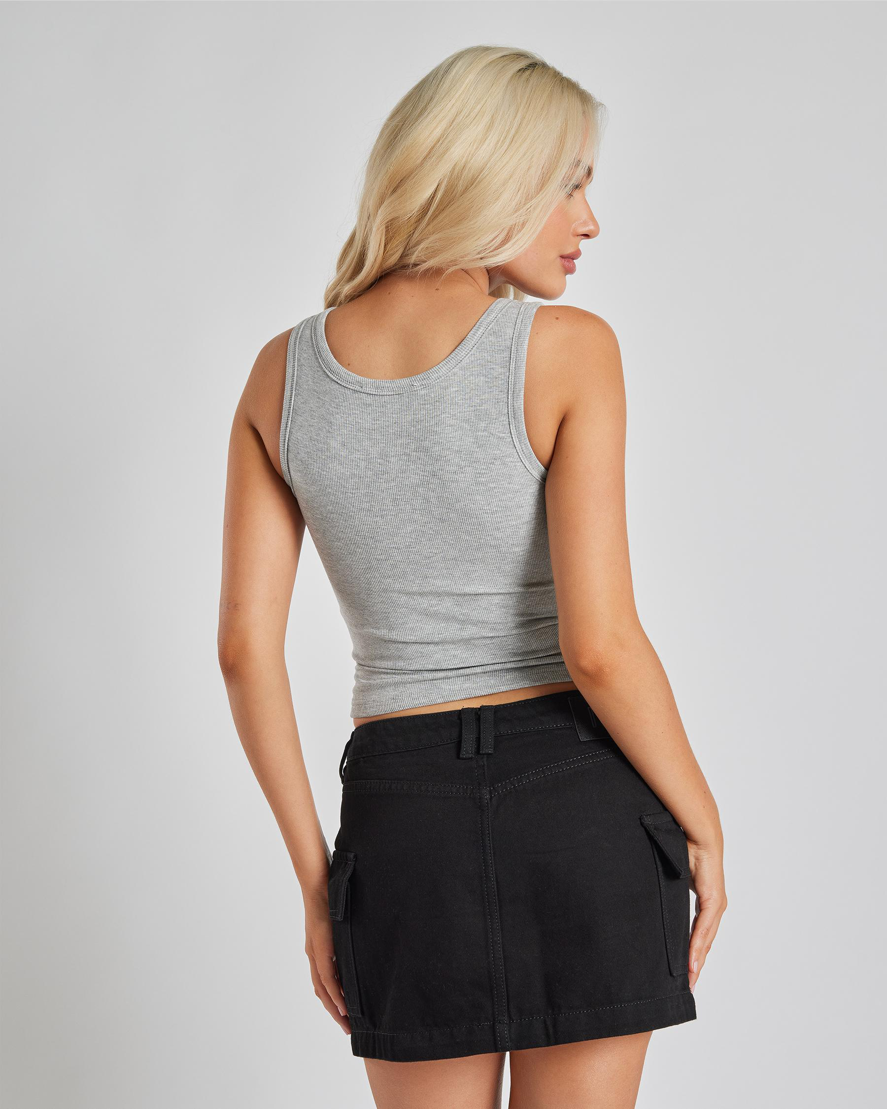 Shop Ava And Ever Basic Fine Rib Henley Tank Top In Light Grey - Fast ...