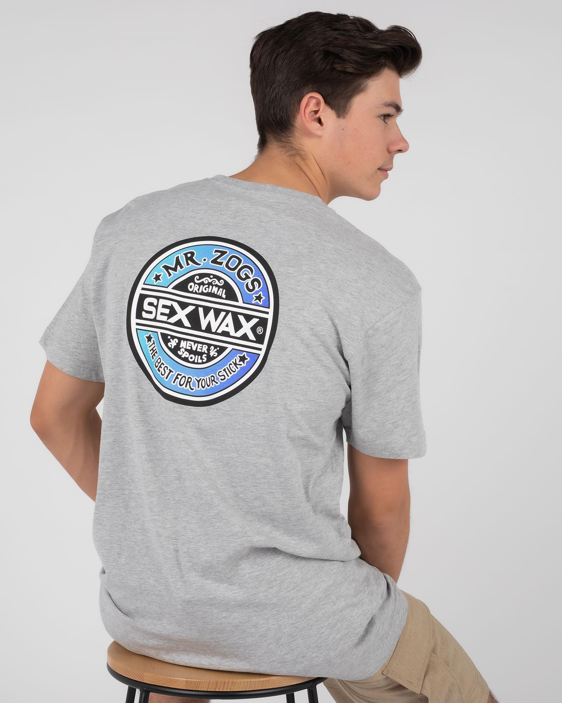 Shop Sex Wax Fade Blue Blend T Shirt In Heather Grey Fast Shipping