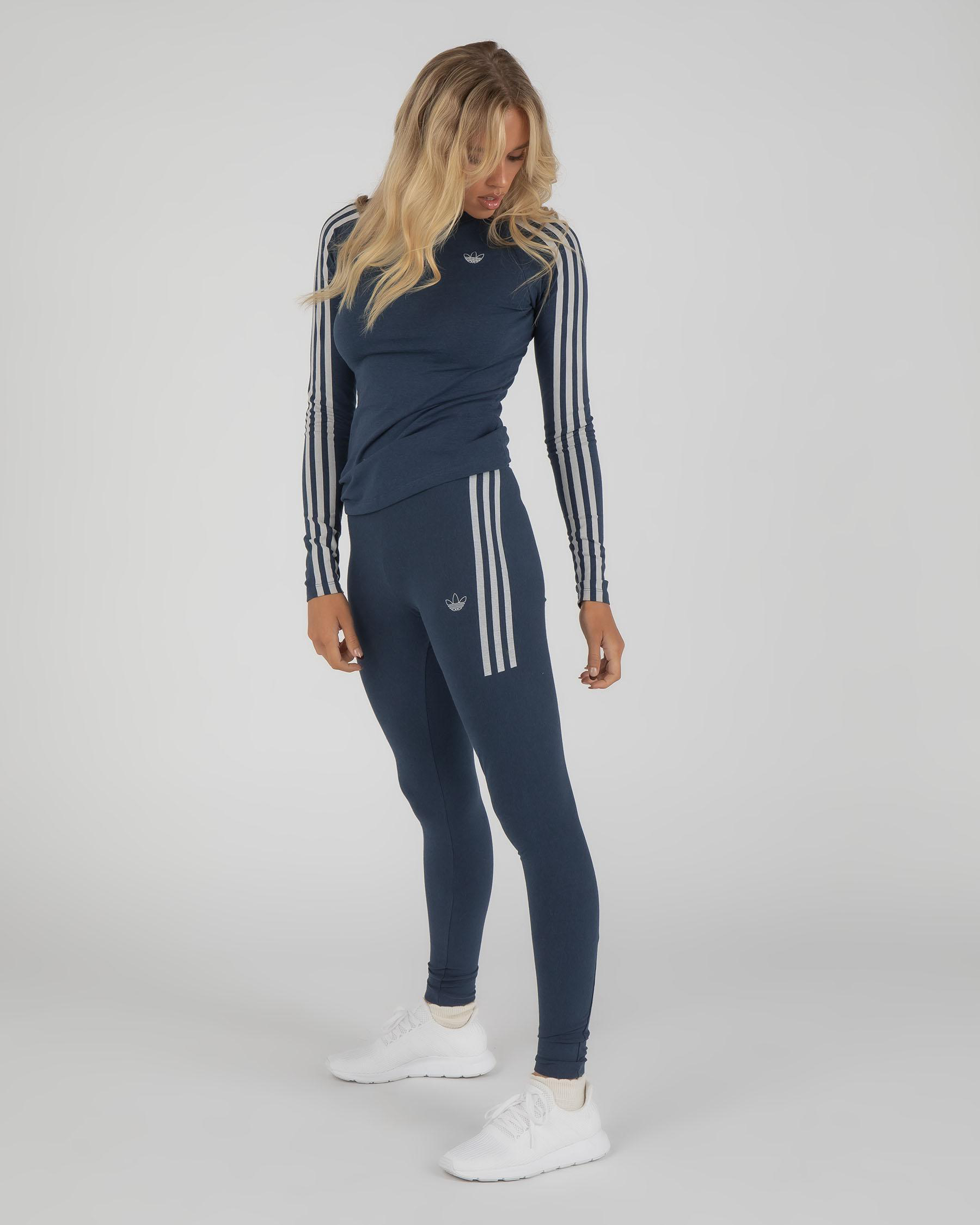 Shop adidas Half 3 Stripes Leggings In Crew Navy/white - Fast Shipping ...