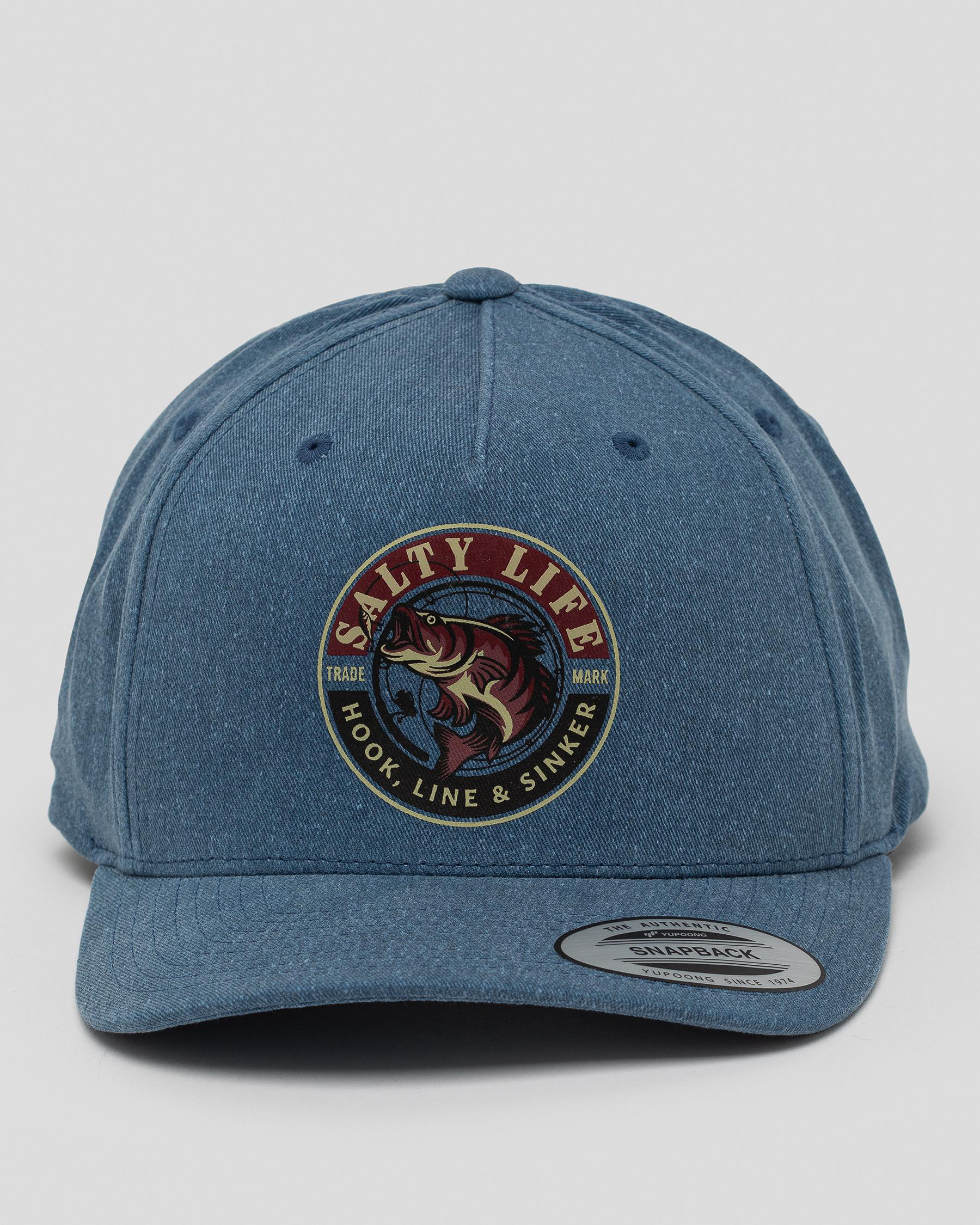 Shop Salty Life Catcher Snapback Cap In Washed Blue - Fast Shipping ...