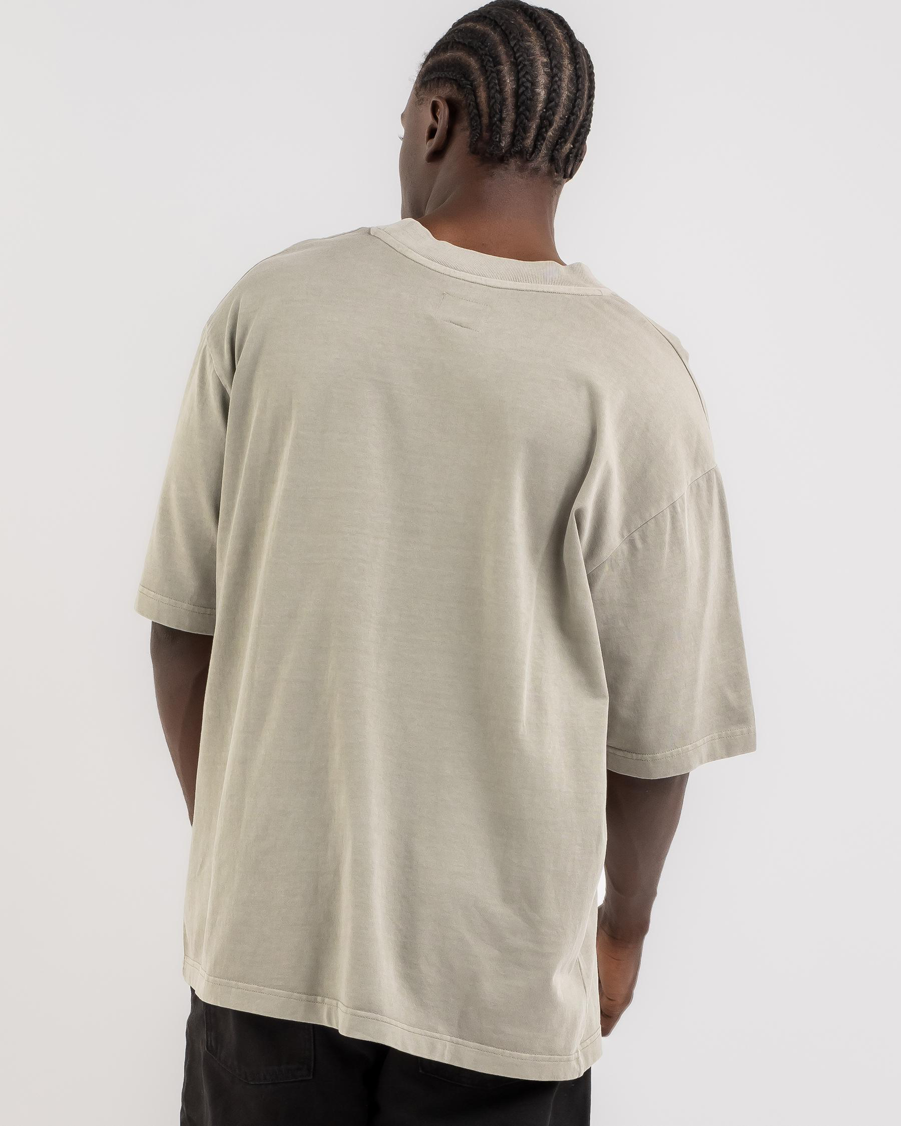 Shop Lucid Framed Box Fit T-Shirt In Washed Stone - Fast Shipping ...