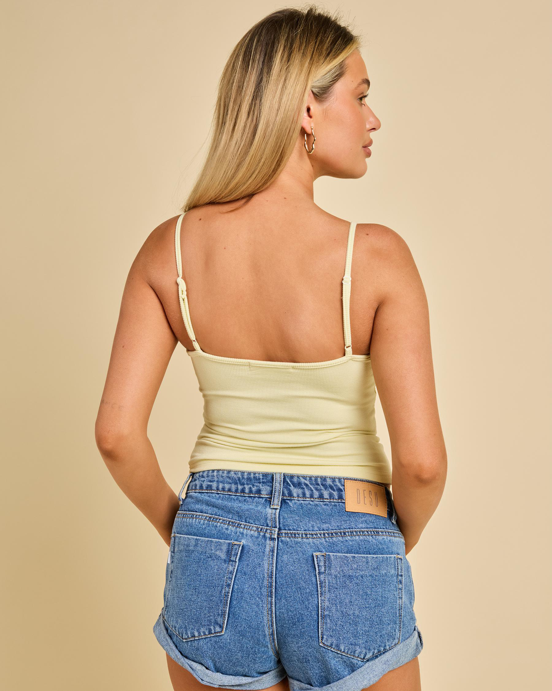 Shop Mooloola Basic Fine Rib Cami Top In Butter - Fast Shipping & Easy ...