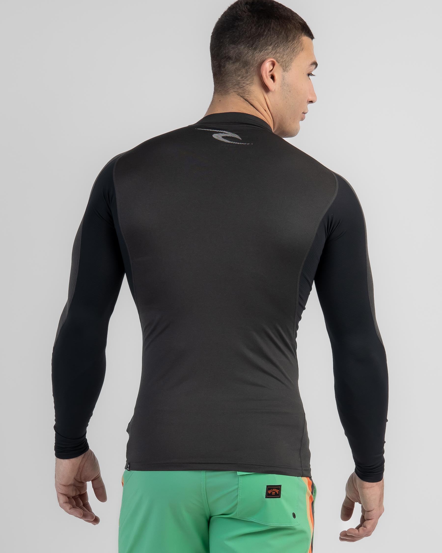 Rip Curl Waves Long Sleeve Rash Vest In Black Marle - FREE* Shipping ...