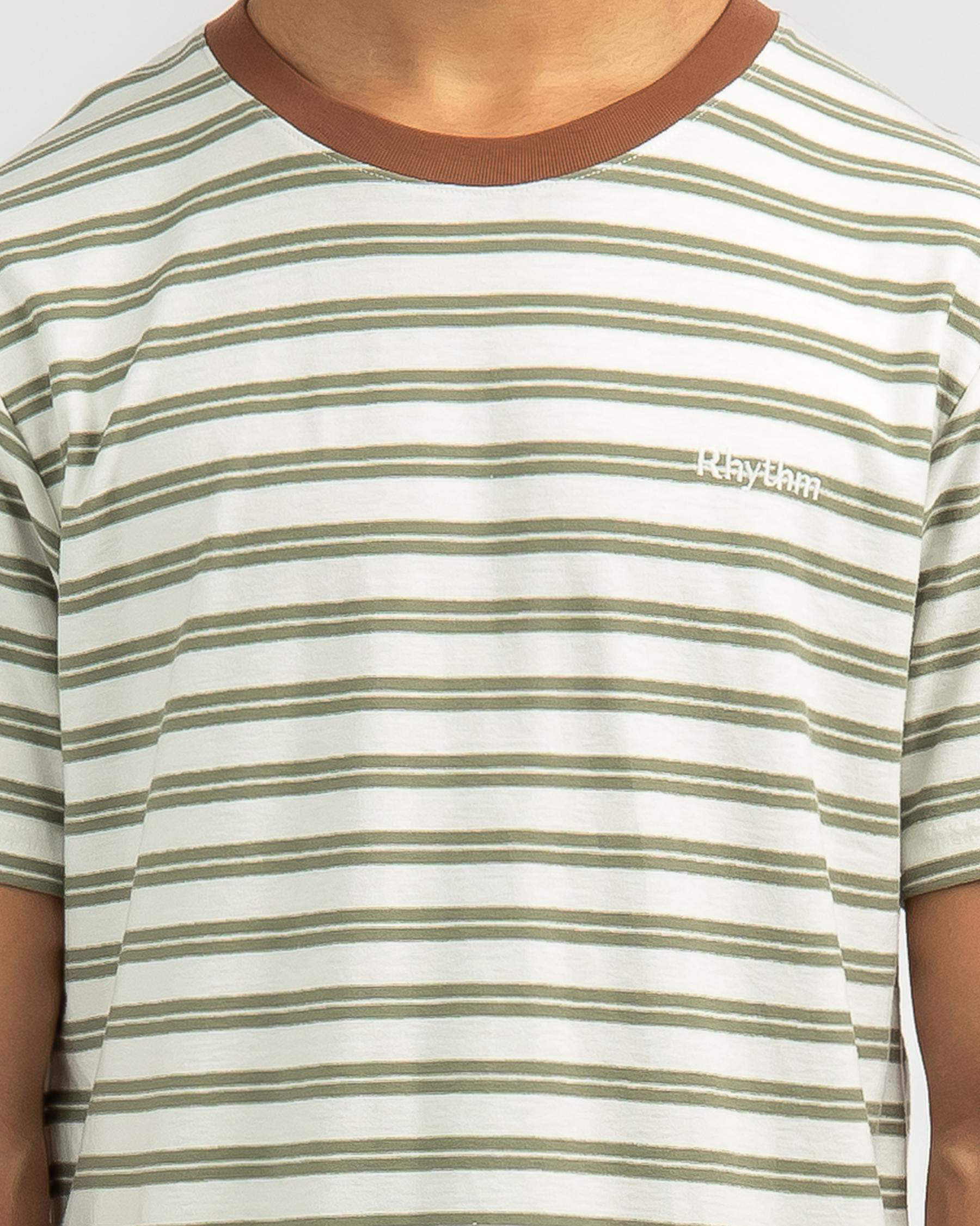 Shop Rhythm Everyday Stripe T-Shirt In Olive - Fast Shipping & Easy ...