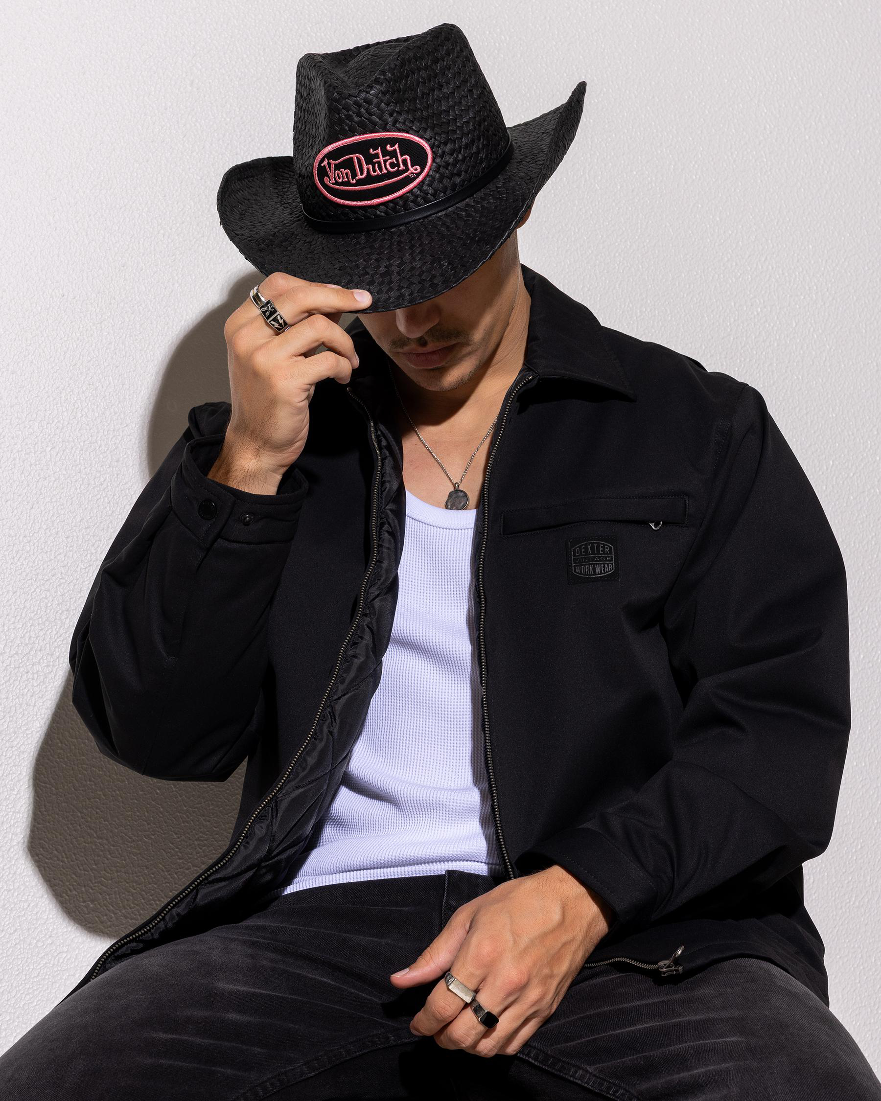 Shop Von Dutch Patch Cowboy Hat In Black/pink - Fast Shipping & Easy ...