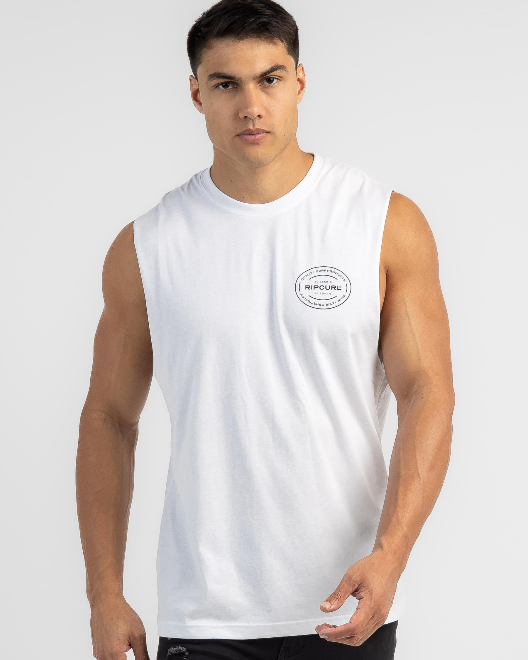Shop Rip Curl Vaporcool Oval Muscle Tank In White - Fast Shipping ...